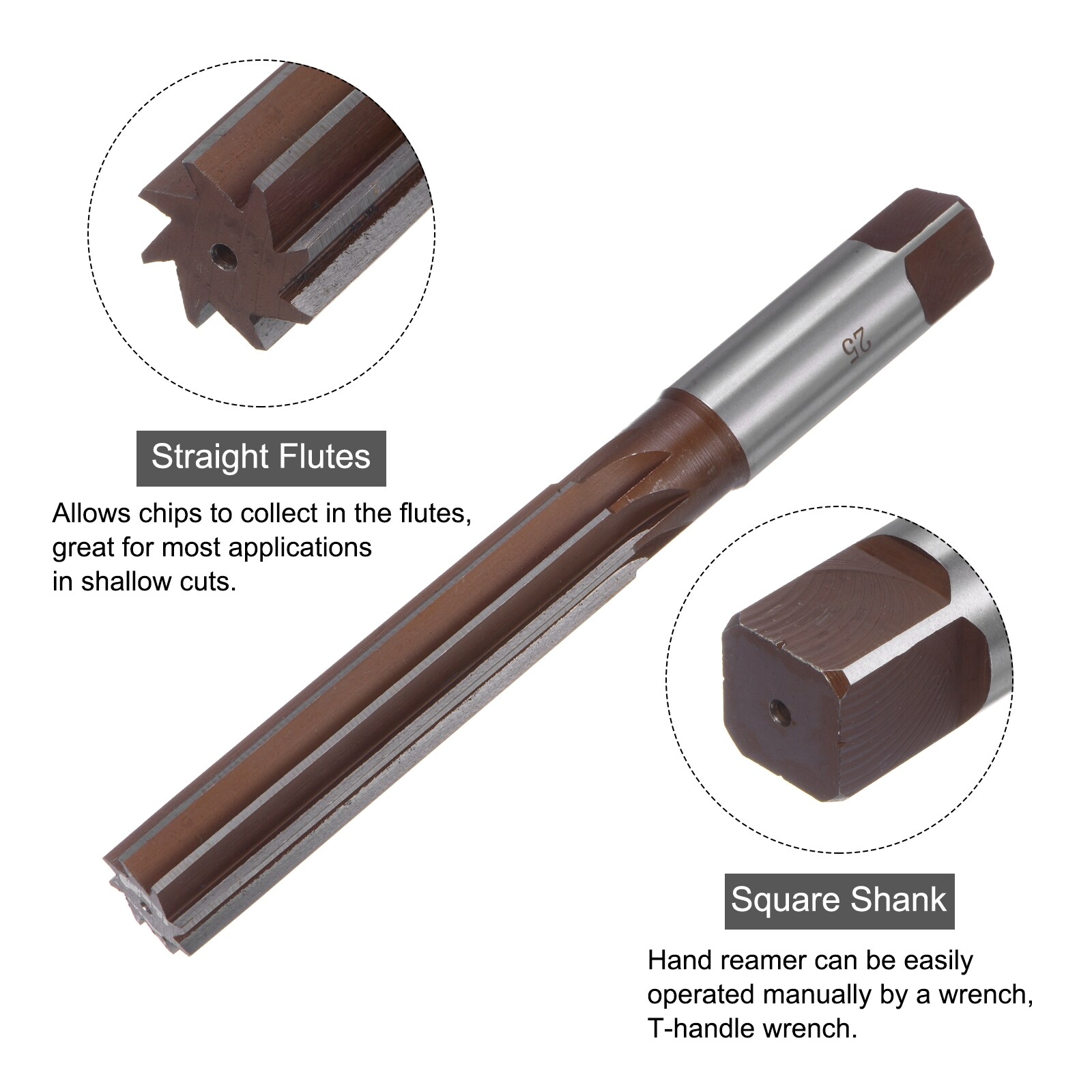Unique Bargains Hand Reamer 25mm H7 Metric Reamer Drill Bit for Metal ...