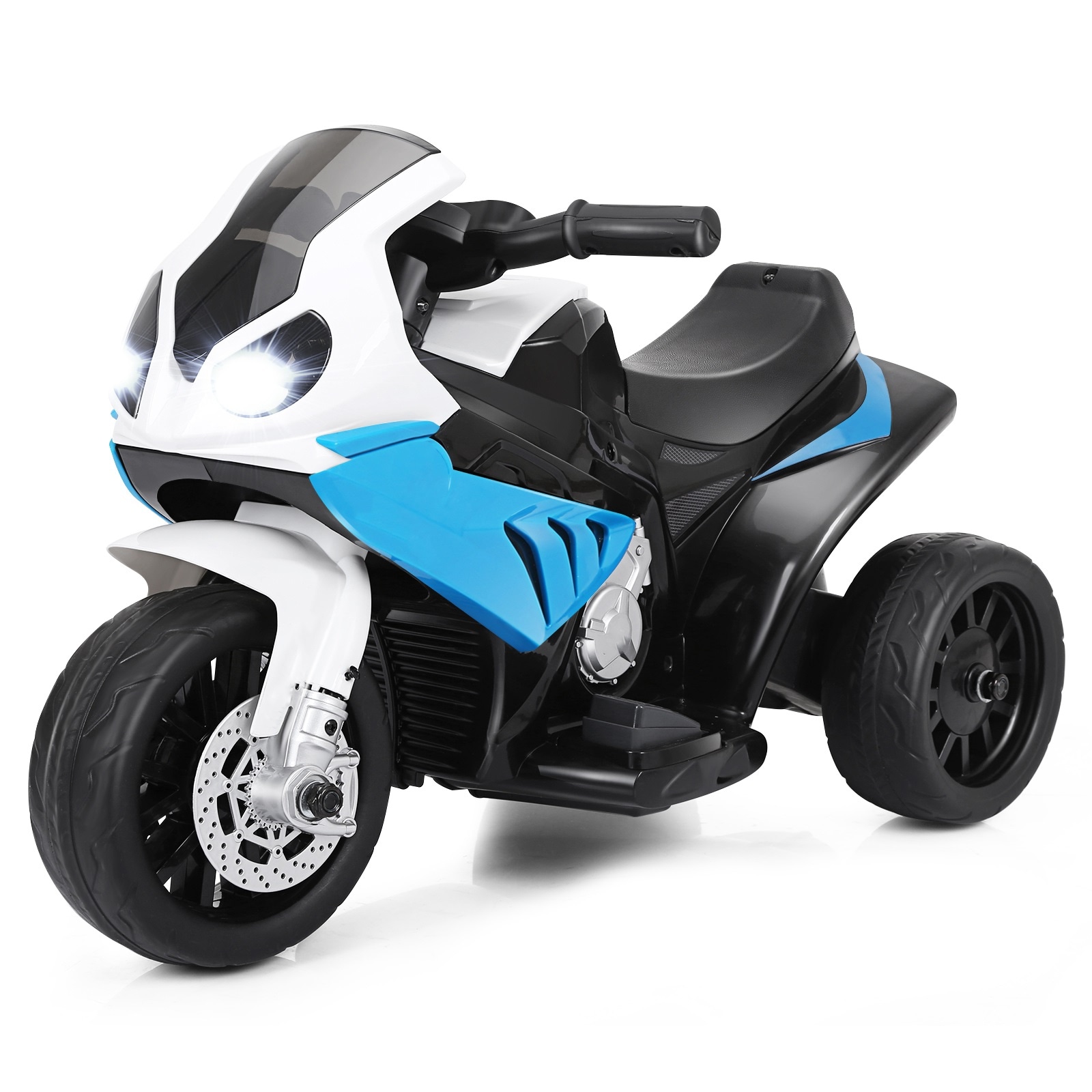 Slickblue Kids Electric Blue 3 Wheel Ride On Bike with Music Headlights ...