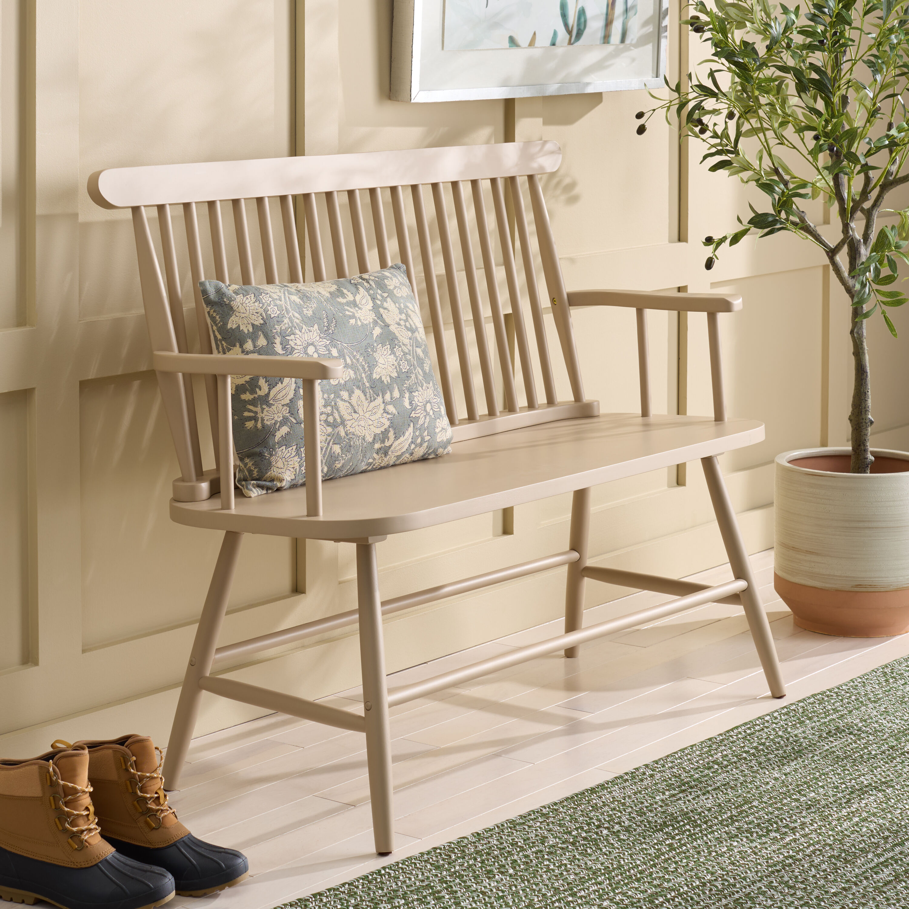 Safavieh Eton Mission/Shaker Khaki Accent Bench 45.7-in x 20.3-in x 36. ...