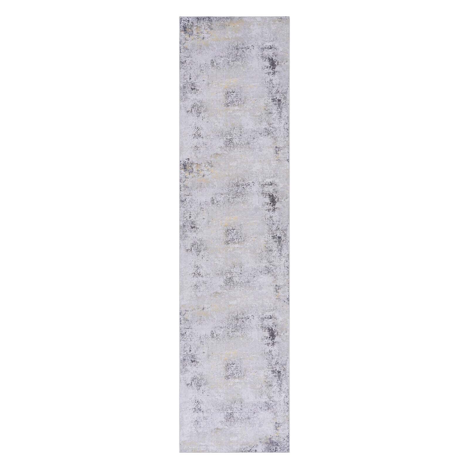 2.6 x 10 (ft) Loomed Chenille Fibers Gray Rectangular Indoor Abstract ...