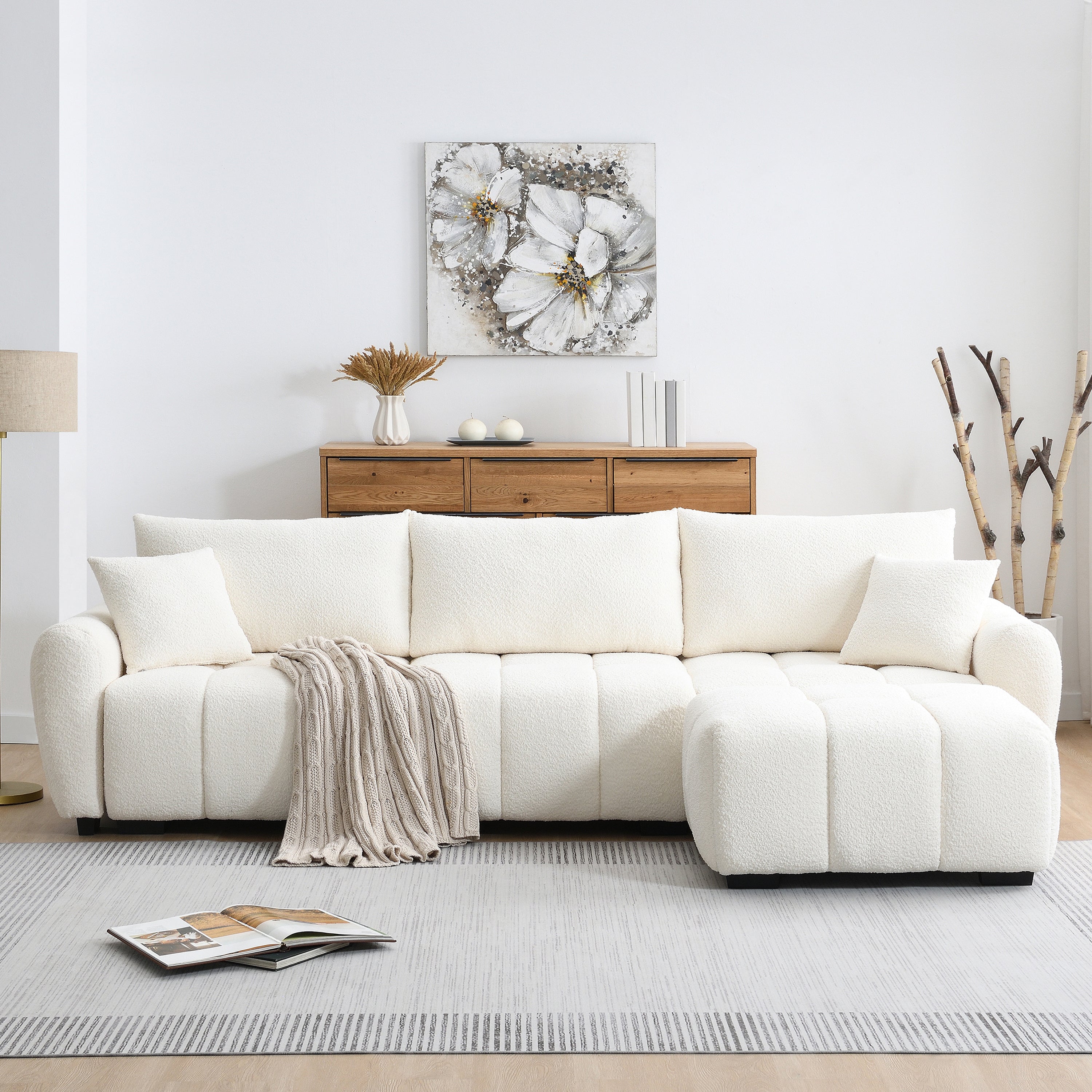 Boyel Living Modular Sectional Sofa L Shape Pull-line Design Boucle ...