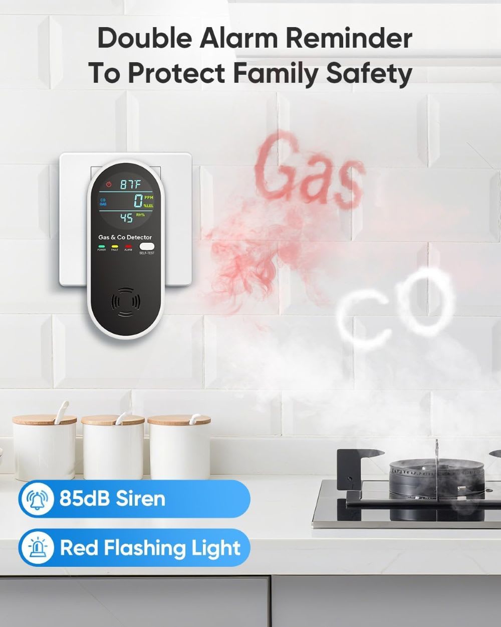 Etokfoks 4 in 1 Carbon Monoxide and Natural Gas Detector Plug In Gas ...