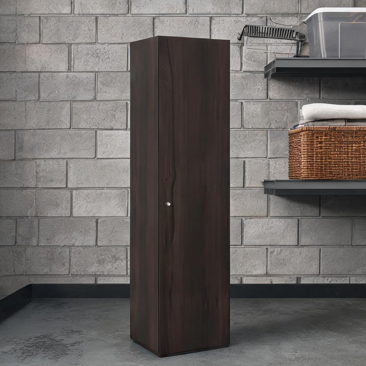 Watnature Modern tall storage cabinet with single door and 4 shelves ...
