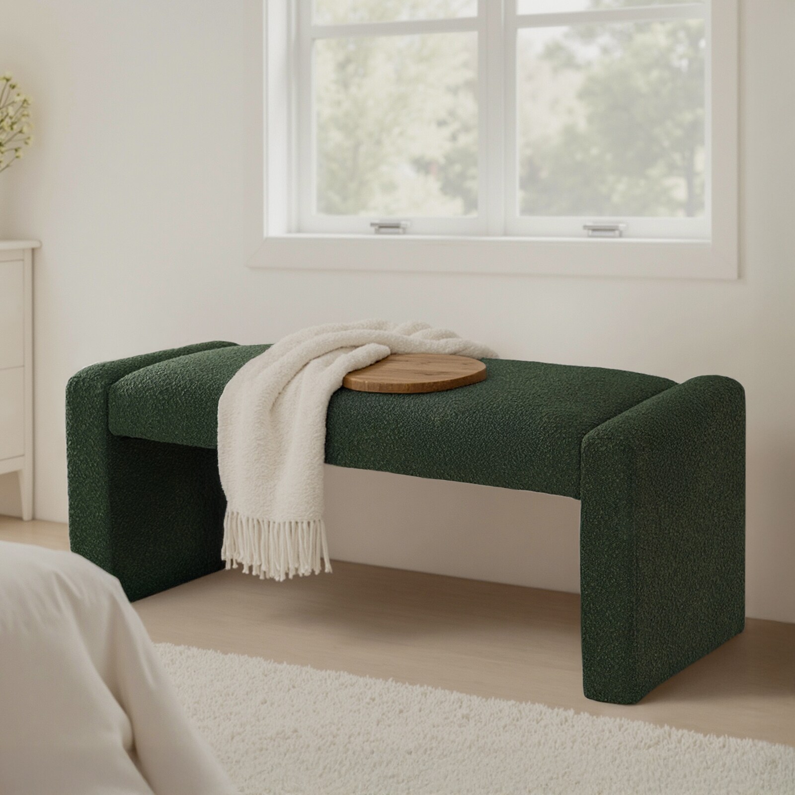 SIMTONAL 47-in W End of Bed Bench Modern Fabric Upholstered Entryway ...