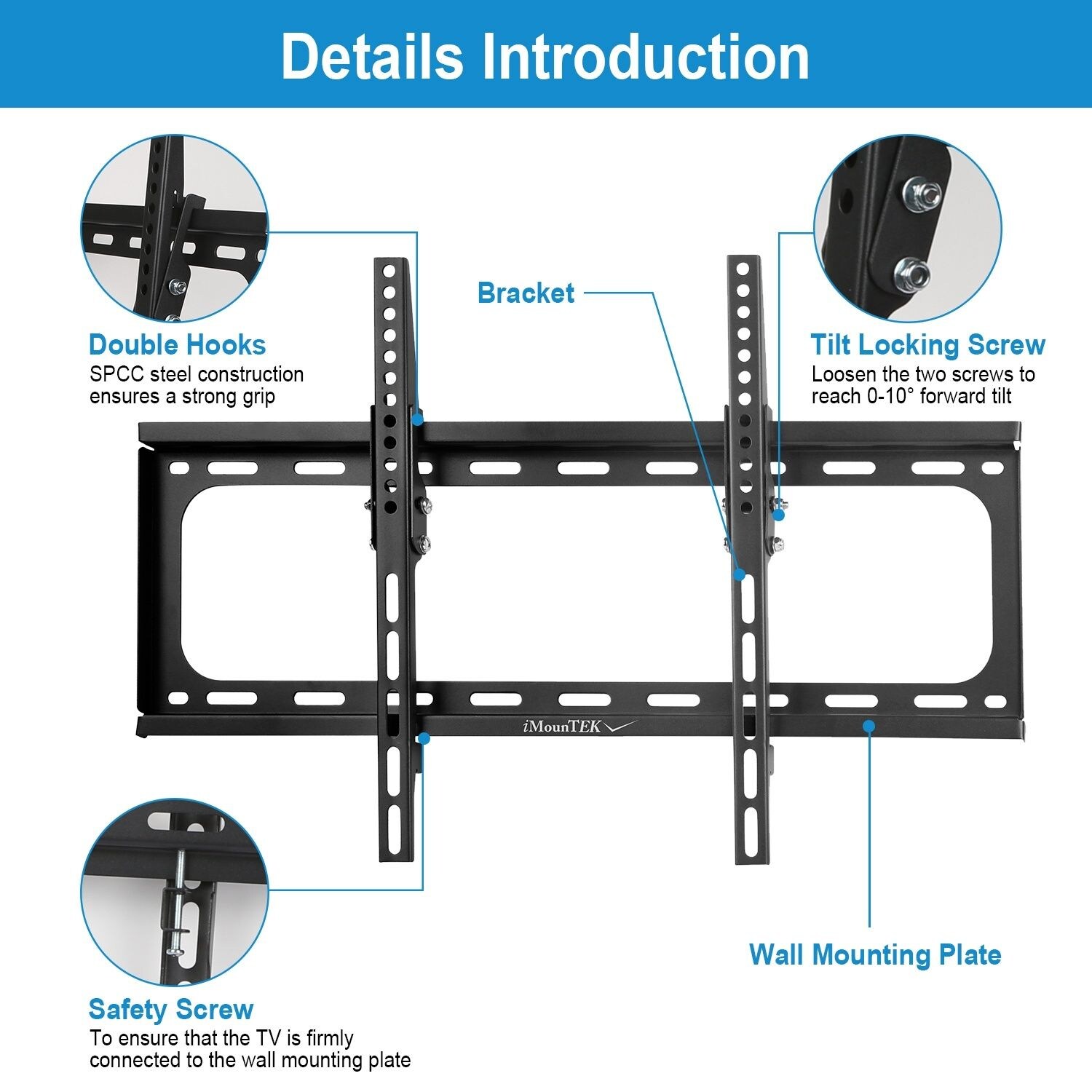 Huluwat Tilt TV Wall Mount Bracket For 37-70in LED LCD PLASMA Flat TV ...