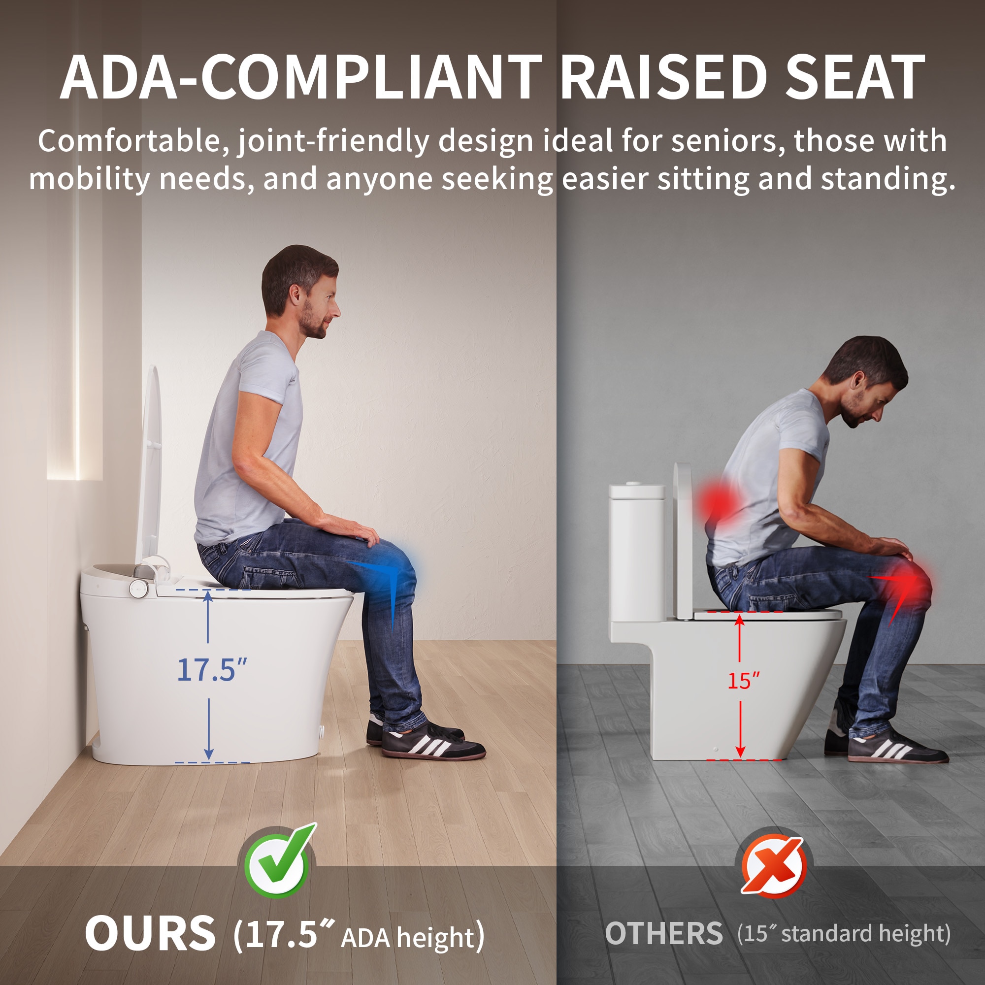 DeerValley Apex White Single Elongated Chair Height Soft Close 1-piece ...