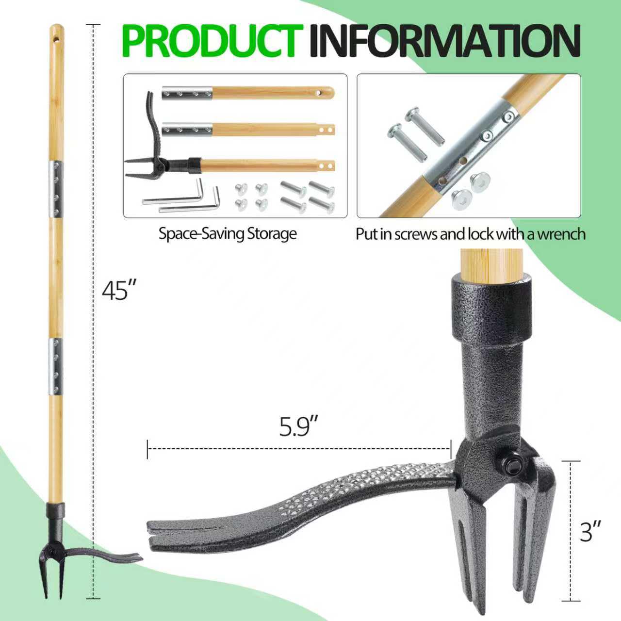 Etokfoks 46 Inch Stand Up Weed Puller Tool with Long Handle and 4 Claw ...