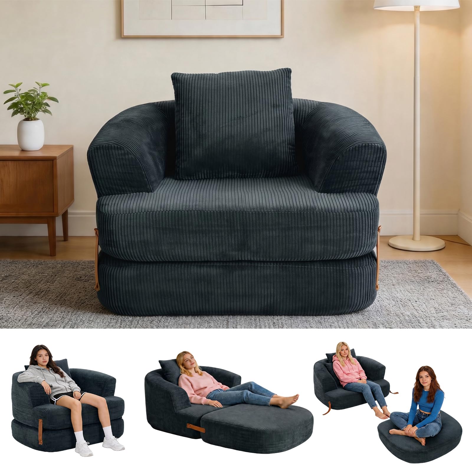 GarveeLife Memory Foam Folding Sofa BedConvertible Sleeper Chair with ...