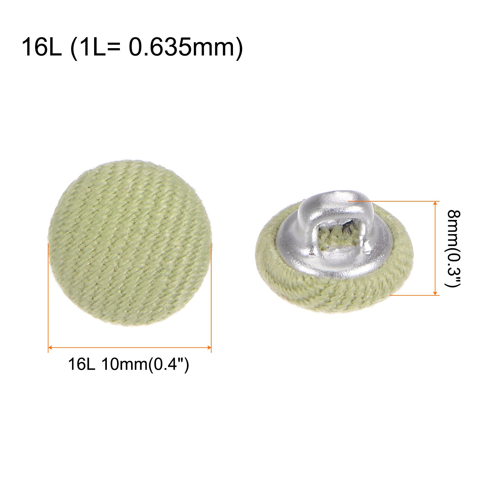 Harfington 10pcs 16L Fabric Cloth Covered Button 10mm Metal Shank Round ...