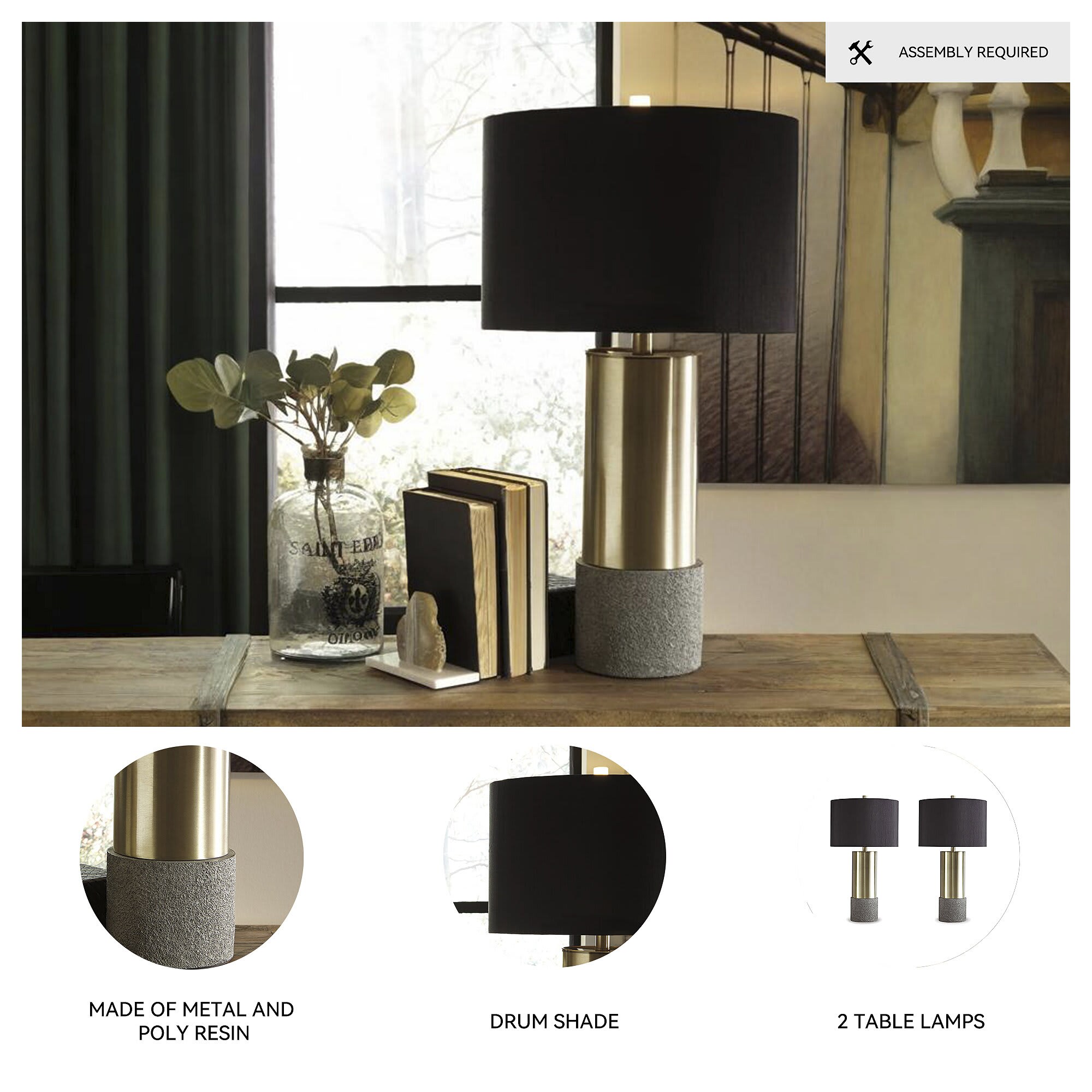 Signature Design by Ashley Jacek Table Lamp (Set of 2) in the Table ...