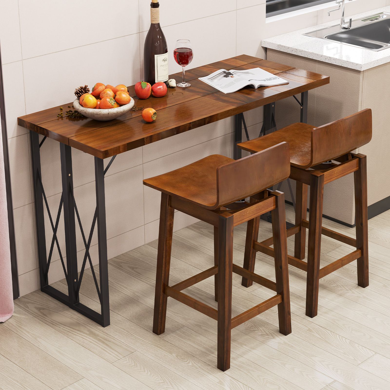 Slickblue Wood Swivel Bar Stool (24.5 in H) Set of 2 Counter Swivel Bar ...