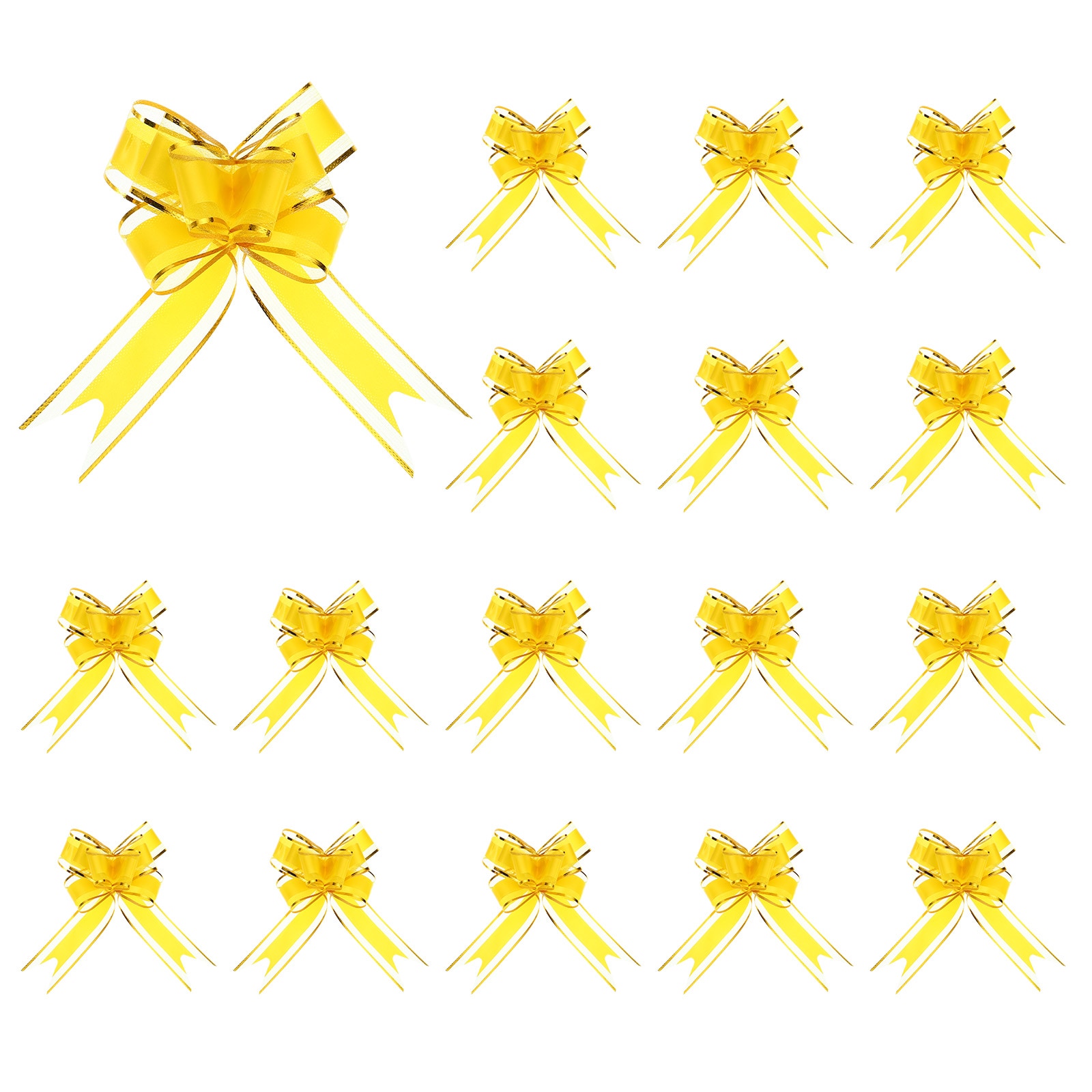 Unique Bargains 50pcs Yellow Pull Bows 5.9 Inches Wide Large Ribbon ...