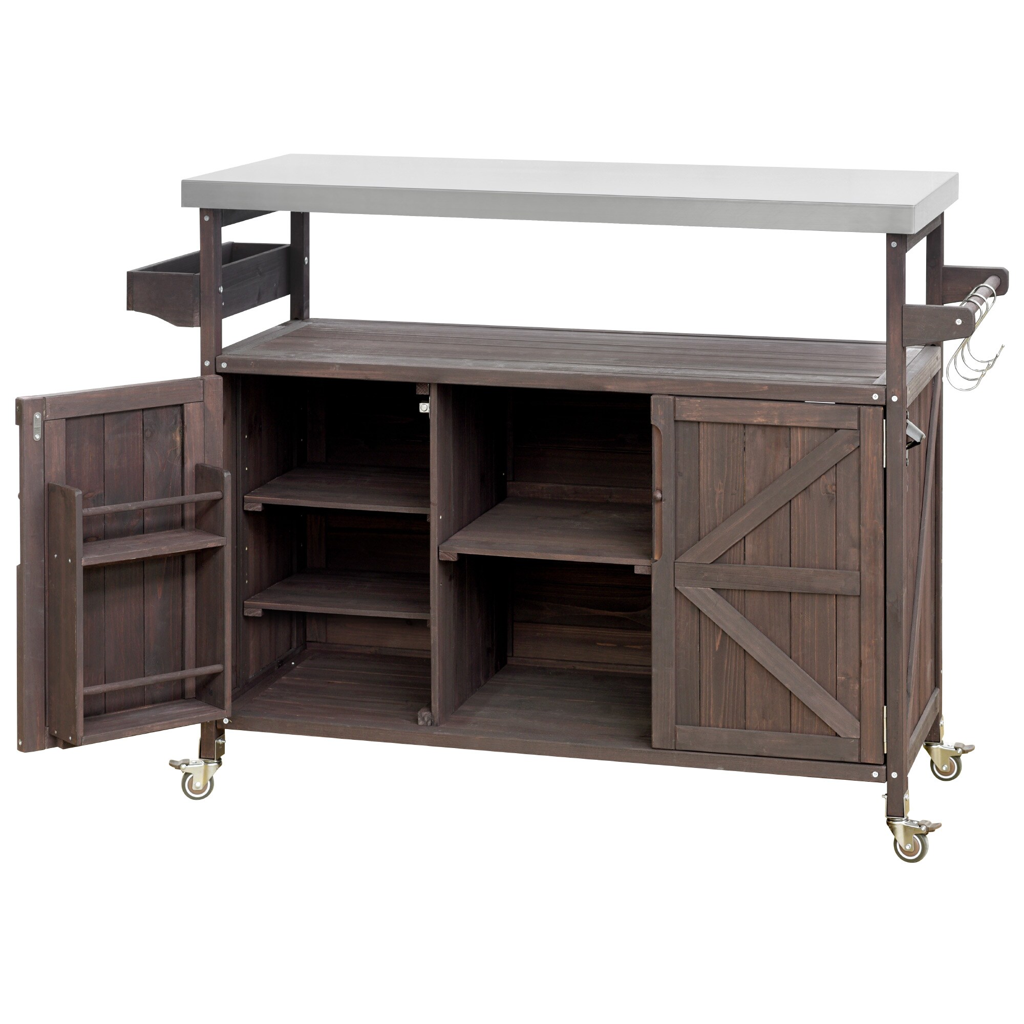 Boyel Living 50.25 Inch Dark Brown Farmhouse Solid Wood Outdoor Kitchen ...