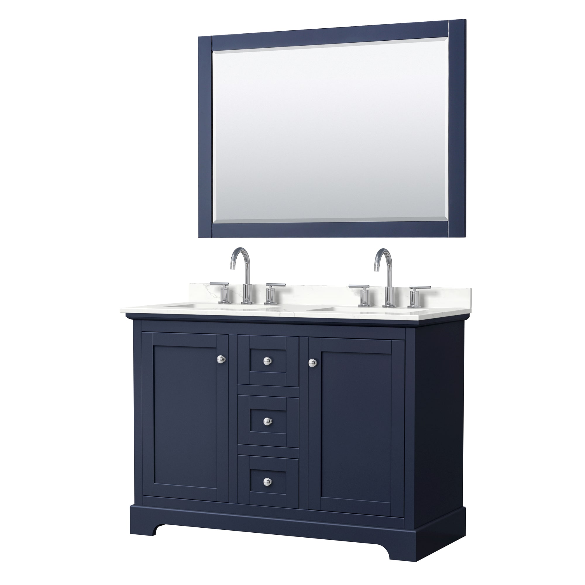 Wyndham Collection Avery 48-in Dark Blue with Polished Chrome Trim ...