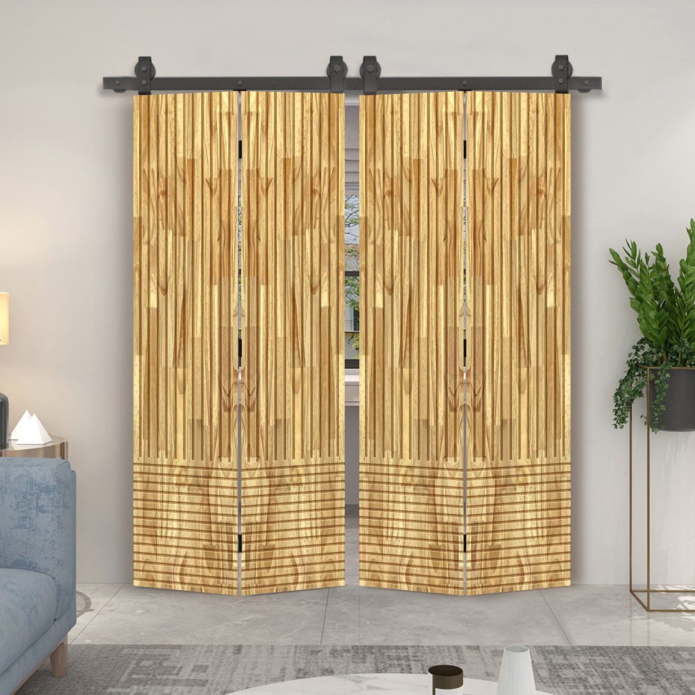 CALHOME Japanese Series 60 in. x 80 in. Hollow Core Weather Oak Pine ...