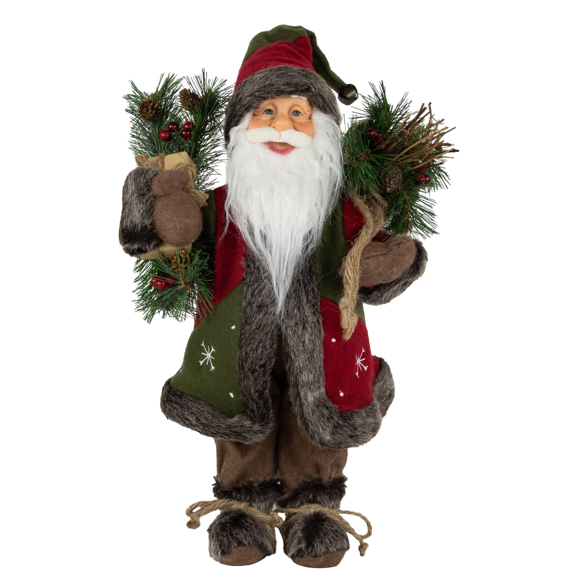Northlight 16 inch Country Santa Claus with Snowflake Jacket Standing ...