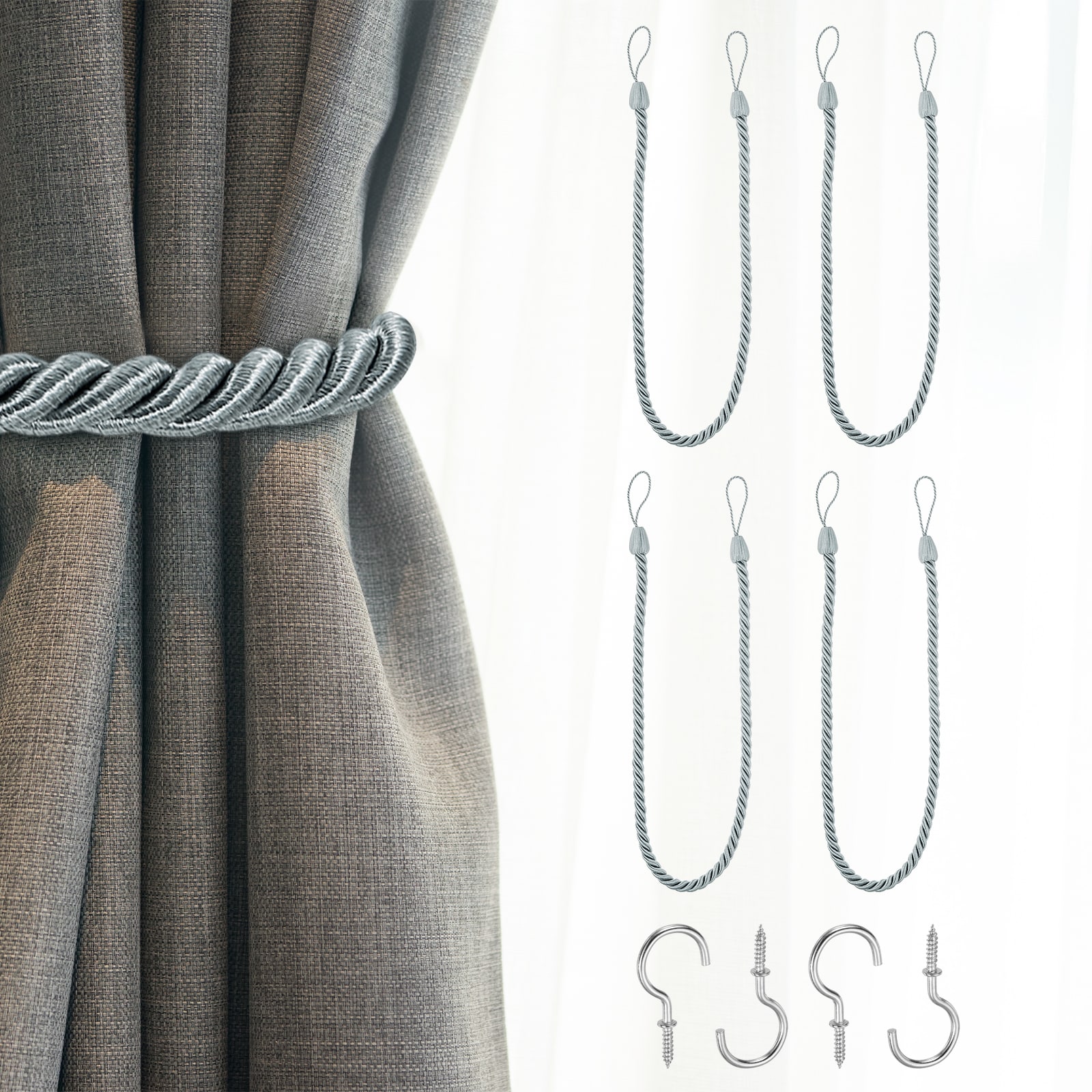 Unique Bargains 4pcs Curtain Tiebacks 75cm/29.5inch Braided Drapery ...