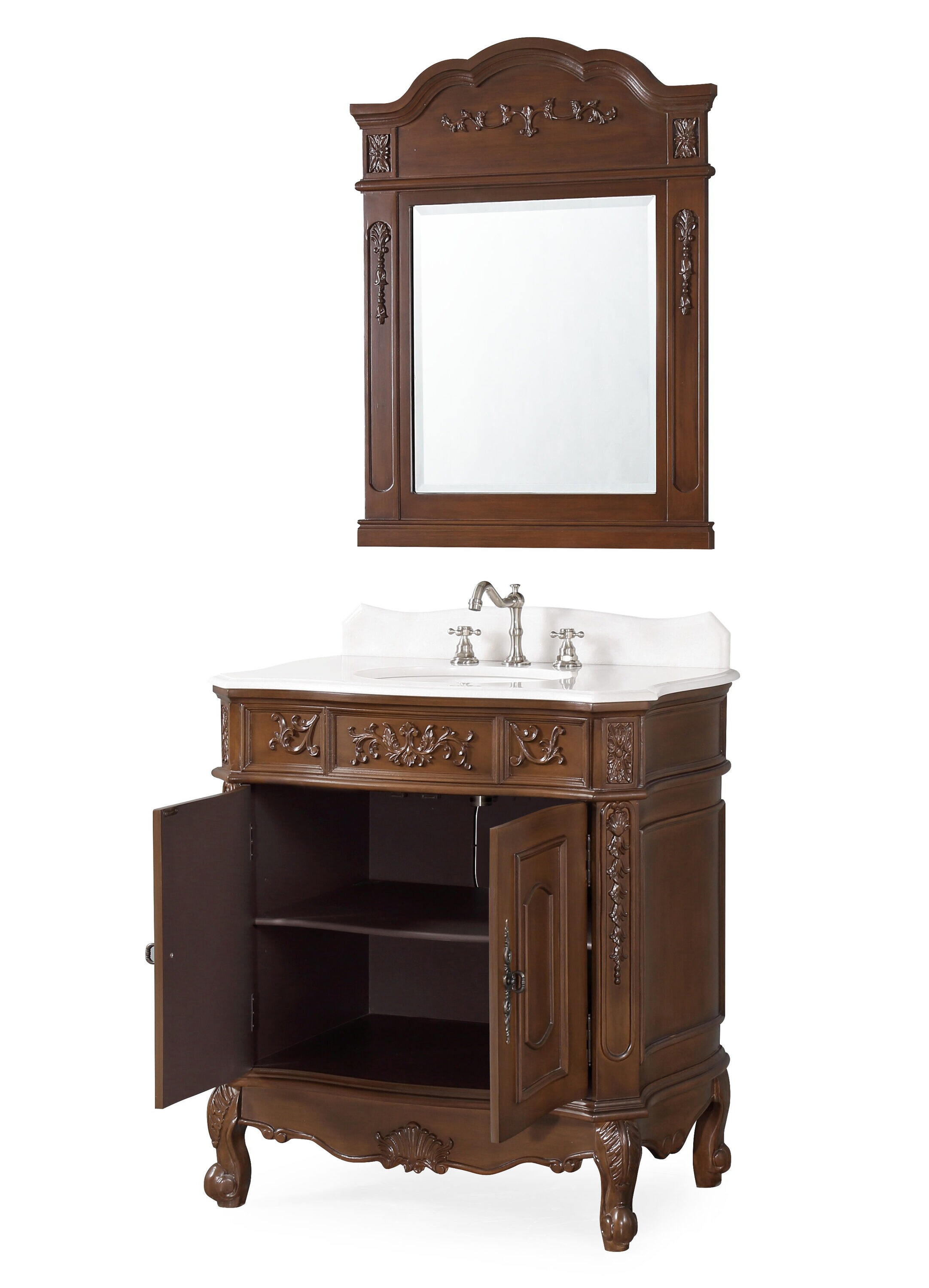 Benton Collection 33 Inch Traditional Antique Style Cherry Wood Benson ...