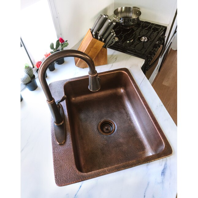 Sinkology Angelico Dual Mount 25 In X 22 In Antique Copper Single Bowl