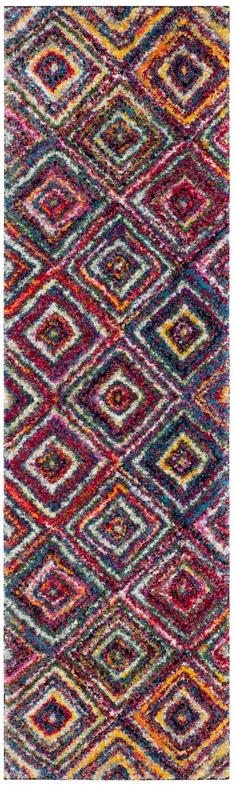 Safavieh Fiesta Shag 384M Multi 2 x 8 Rectangular Runner rug in the ...