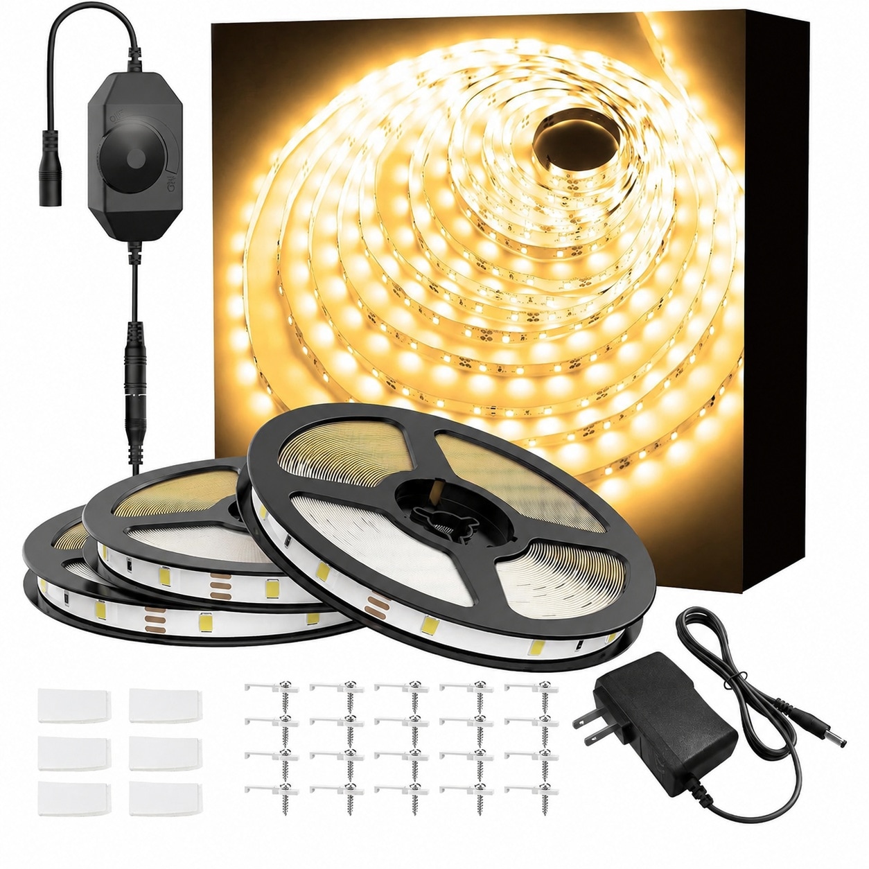 Vrbgify Warm White LED Strip Lights 49 ft 3000K Dimmable Flexible Tape ...