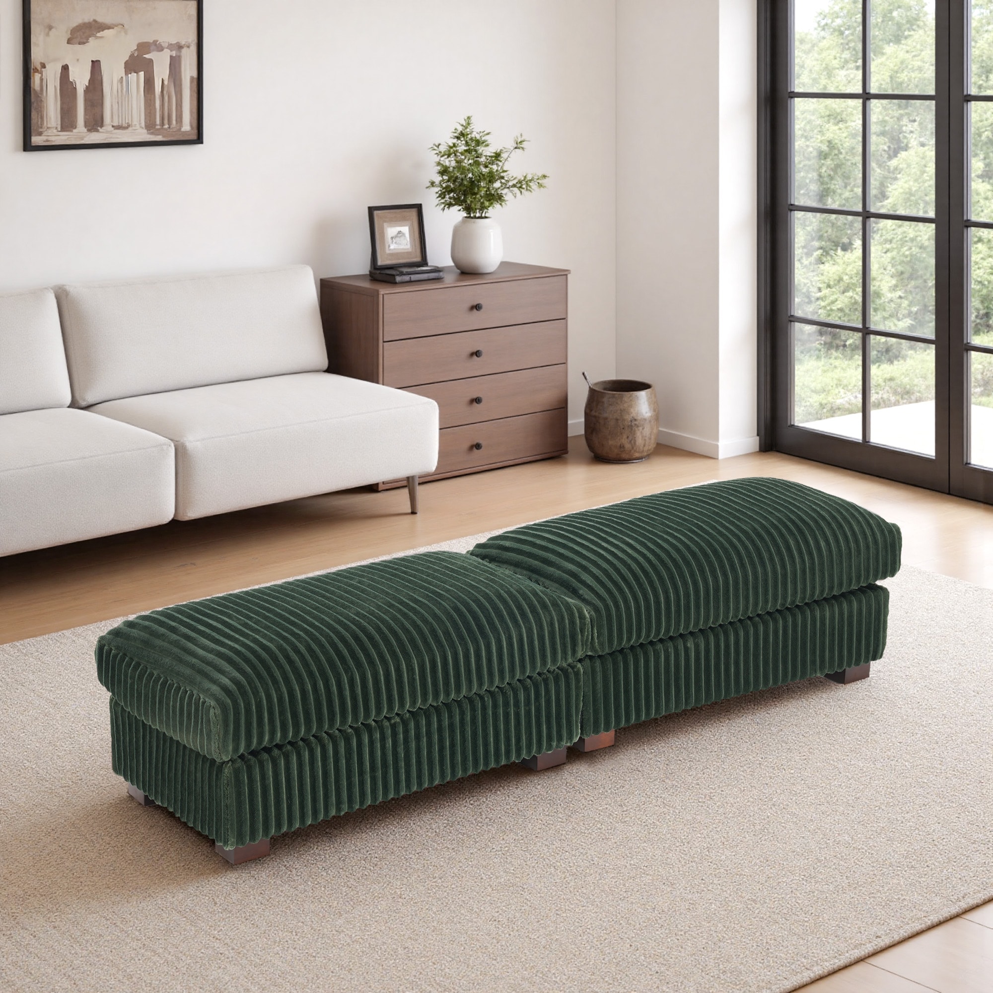Dreamsidea Ottomans Set 2 Pieces 40in W Cotton Flannel Footrest Extra ...