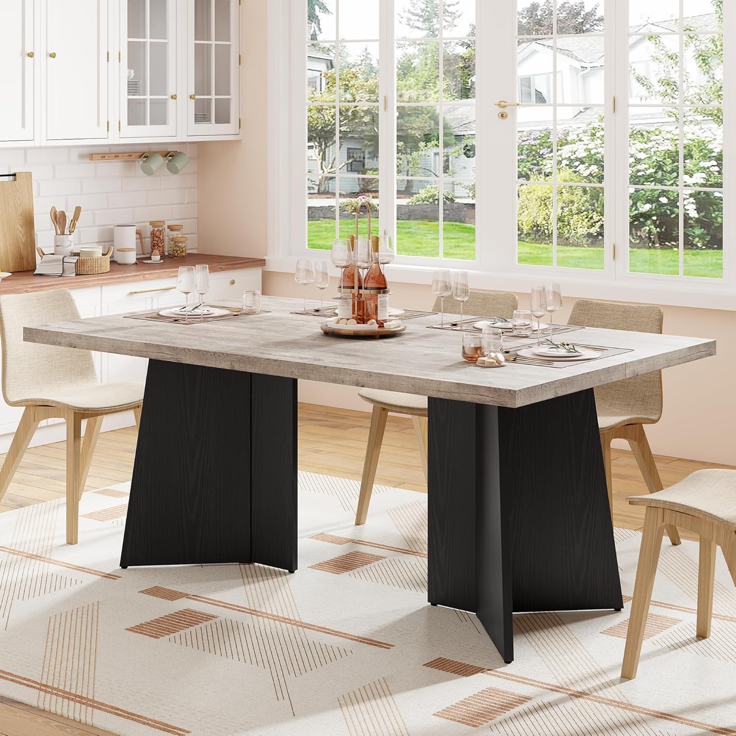 GarveeLife 63Inch Long Dining Table for 6-8 People Kitchen Table with ...