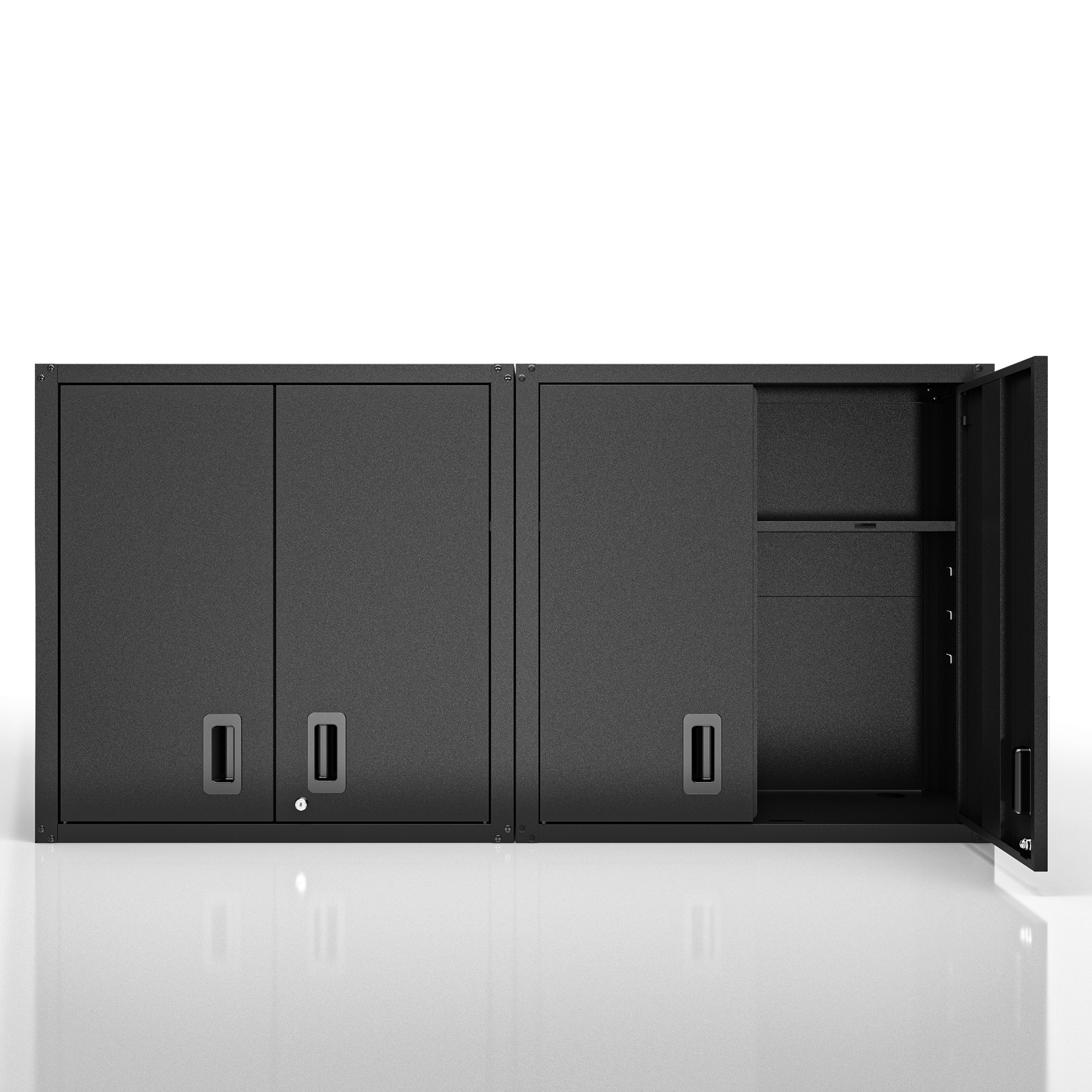 LOVMOR Set of 2 Wall Mounted Lockable Metal Storage Cabinet with Two ...