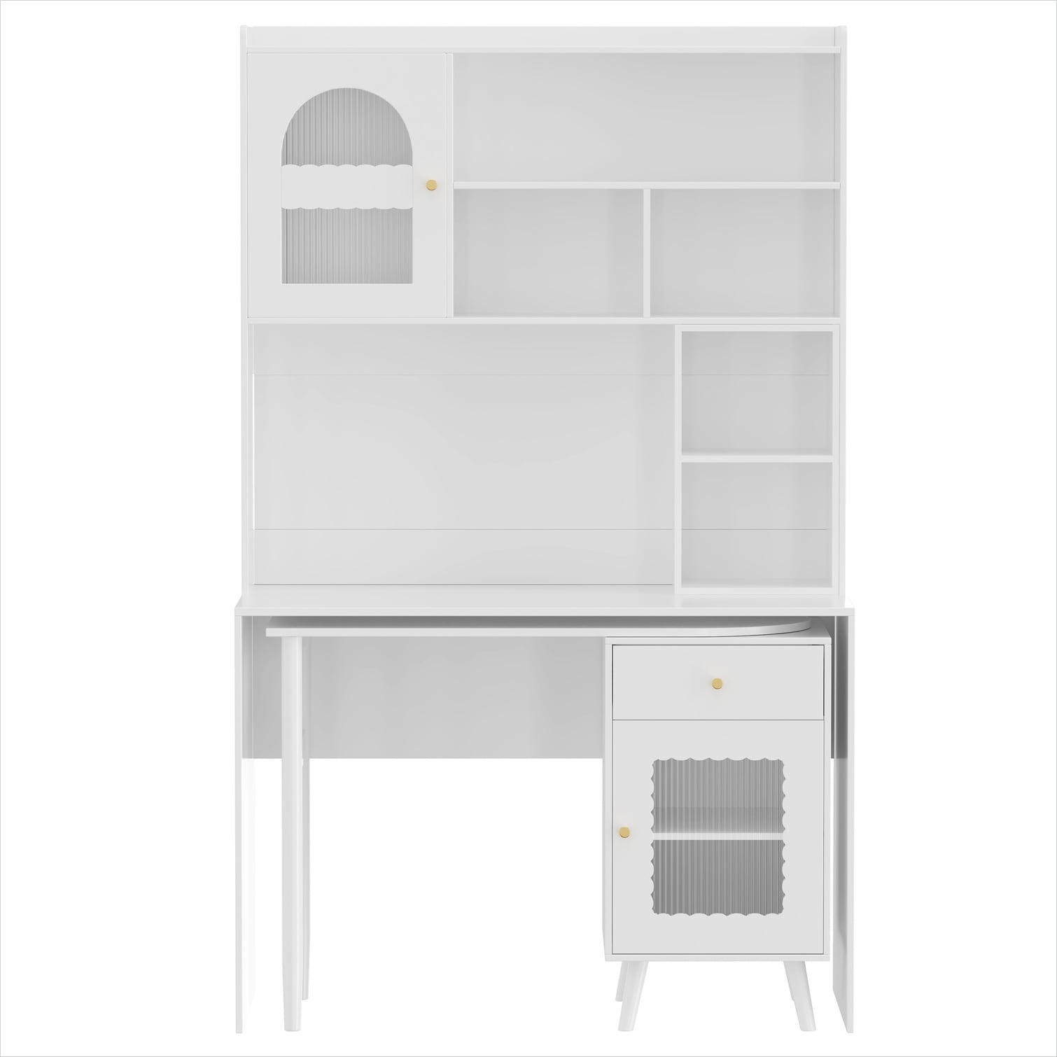 Naturefalls Soft white wooden computer desk with rotating desktop and ...