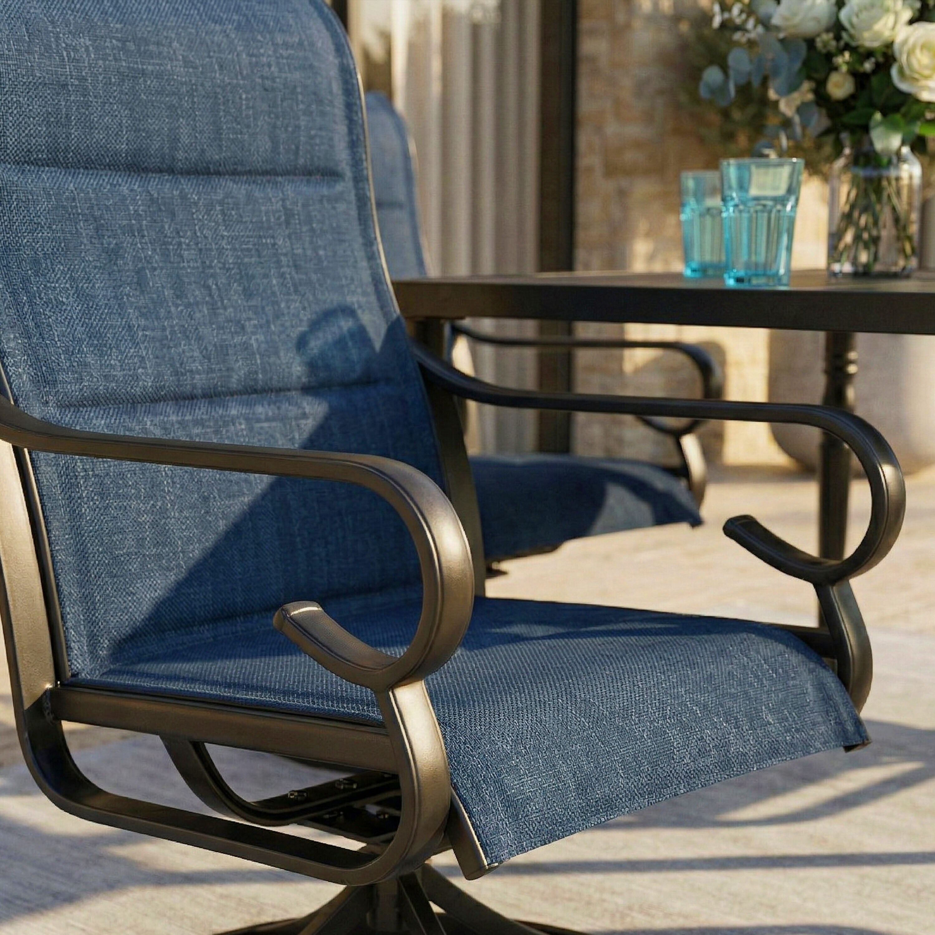 Nuu Garden 5 -Piece Black Patio Dining Set Iron Square Table with 4 ...