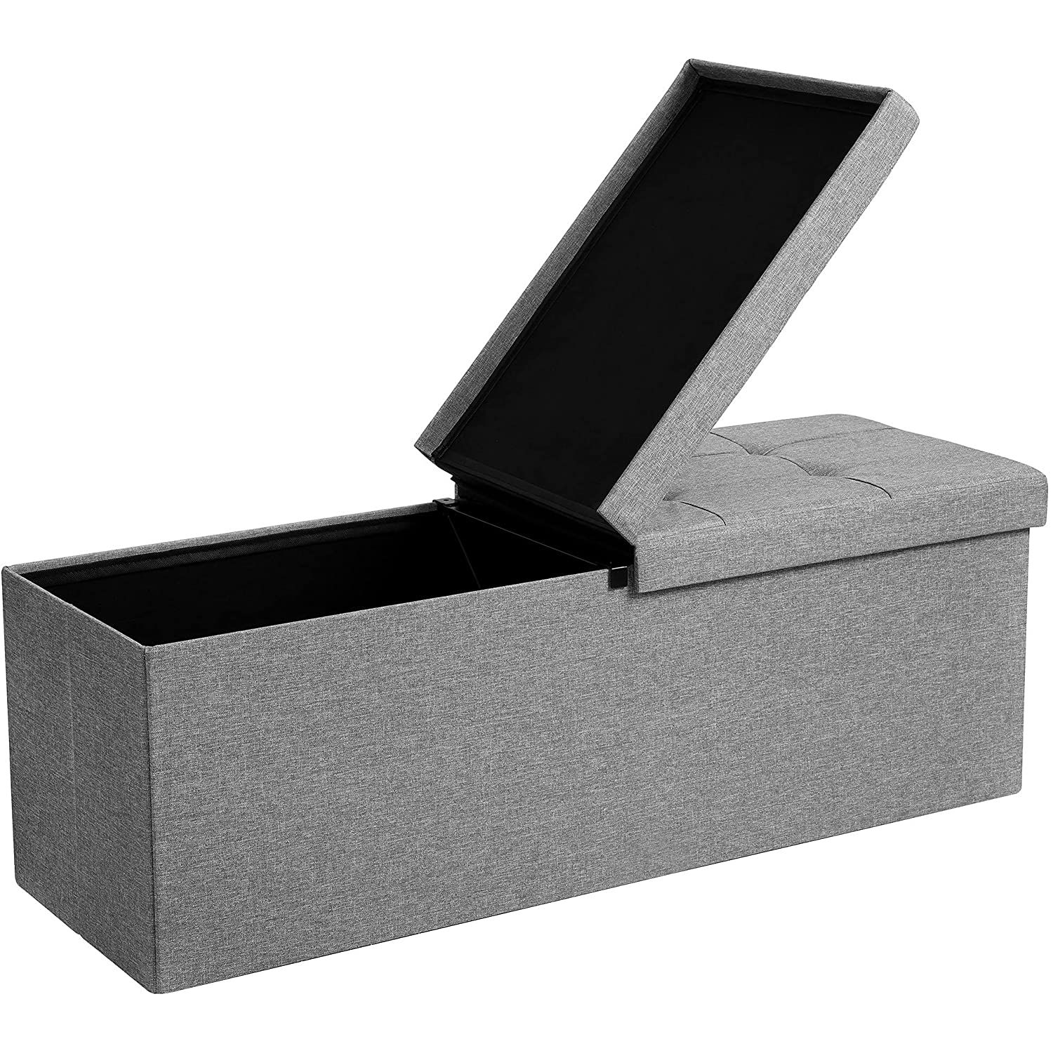 Slickblue Modern Linen-Look Rectangular Ottoman with Flip-Top Storage ...