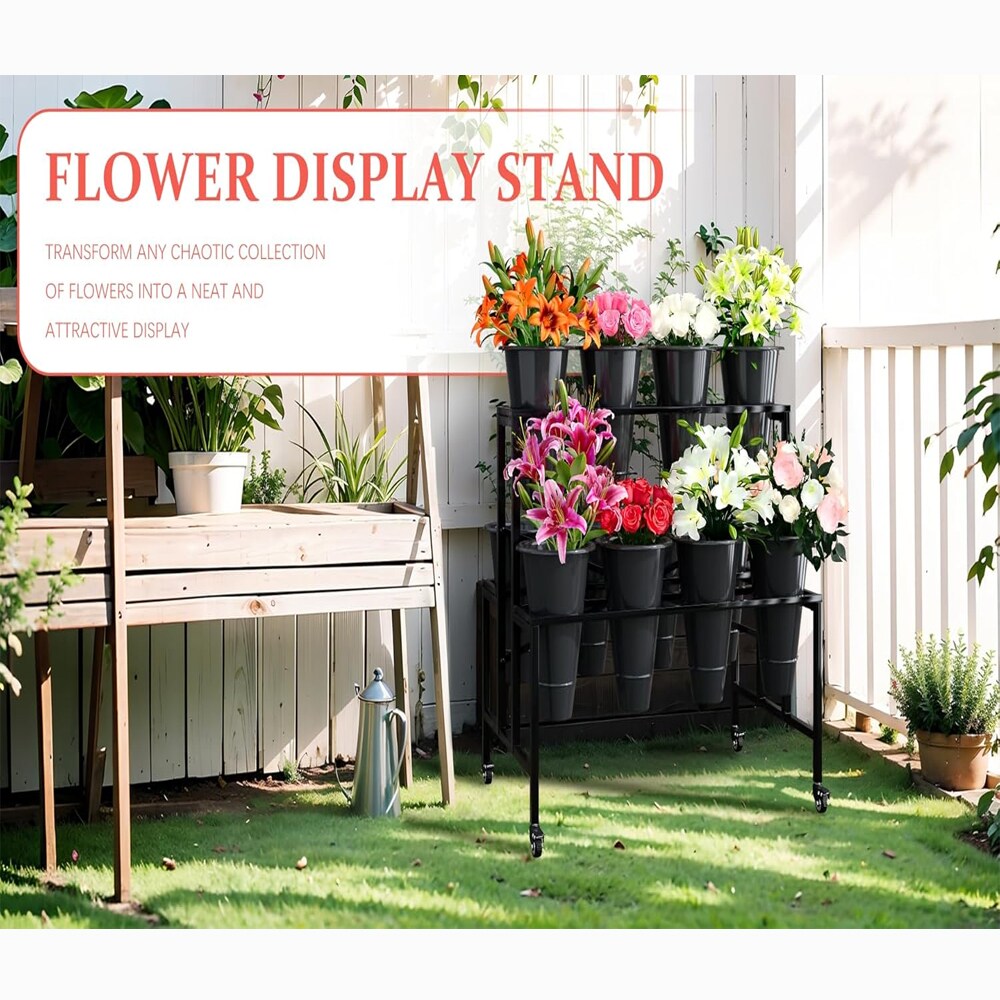 Zhongma Flower Bar Stand with Black Buckets for Fresh and DIY Flowers ...