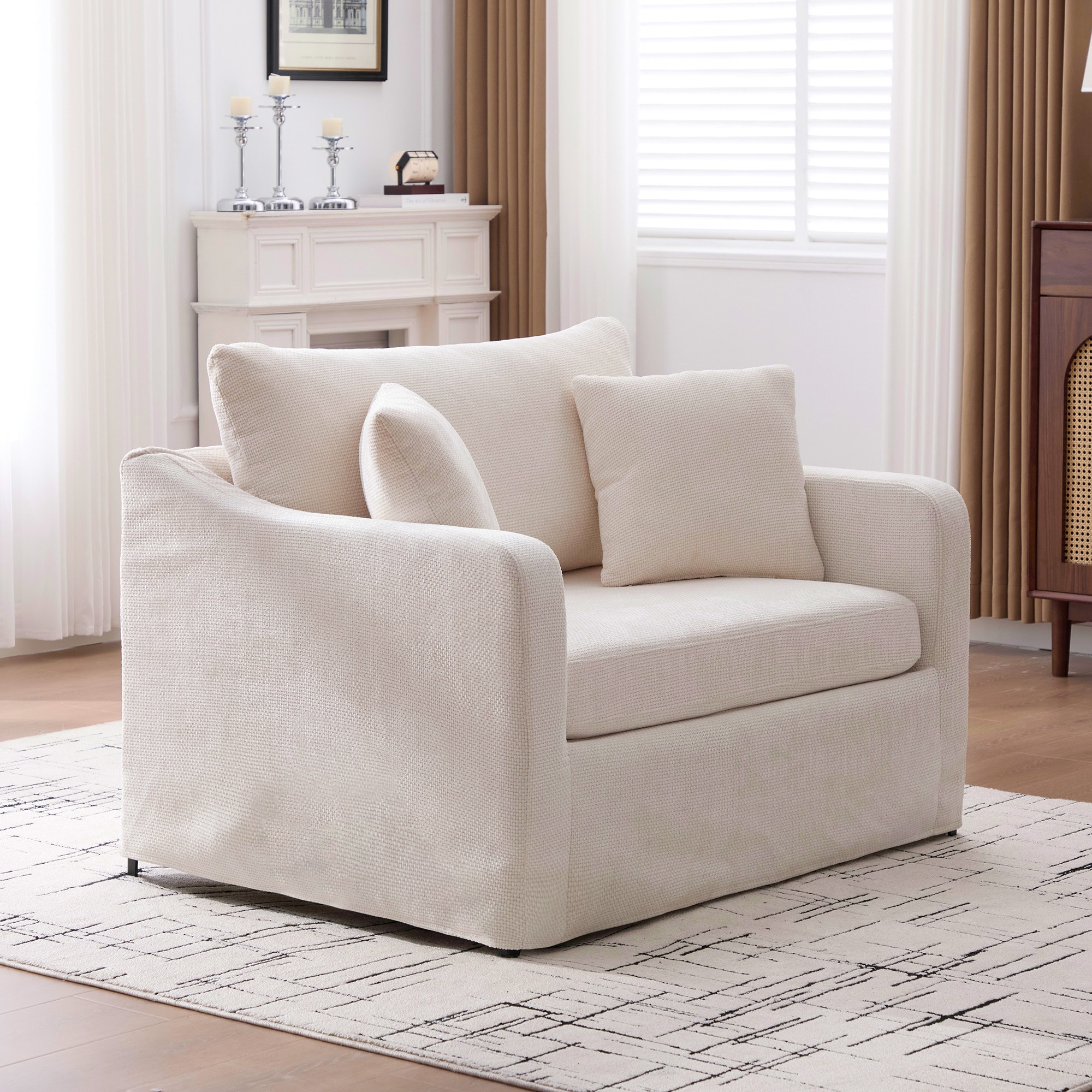 KTMBDW Modern Accent Chair with 2 Pillows - Upholstered Chenille ...