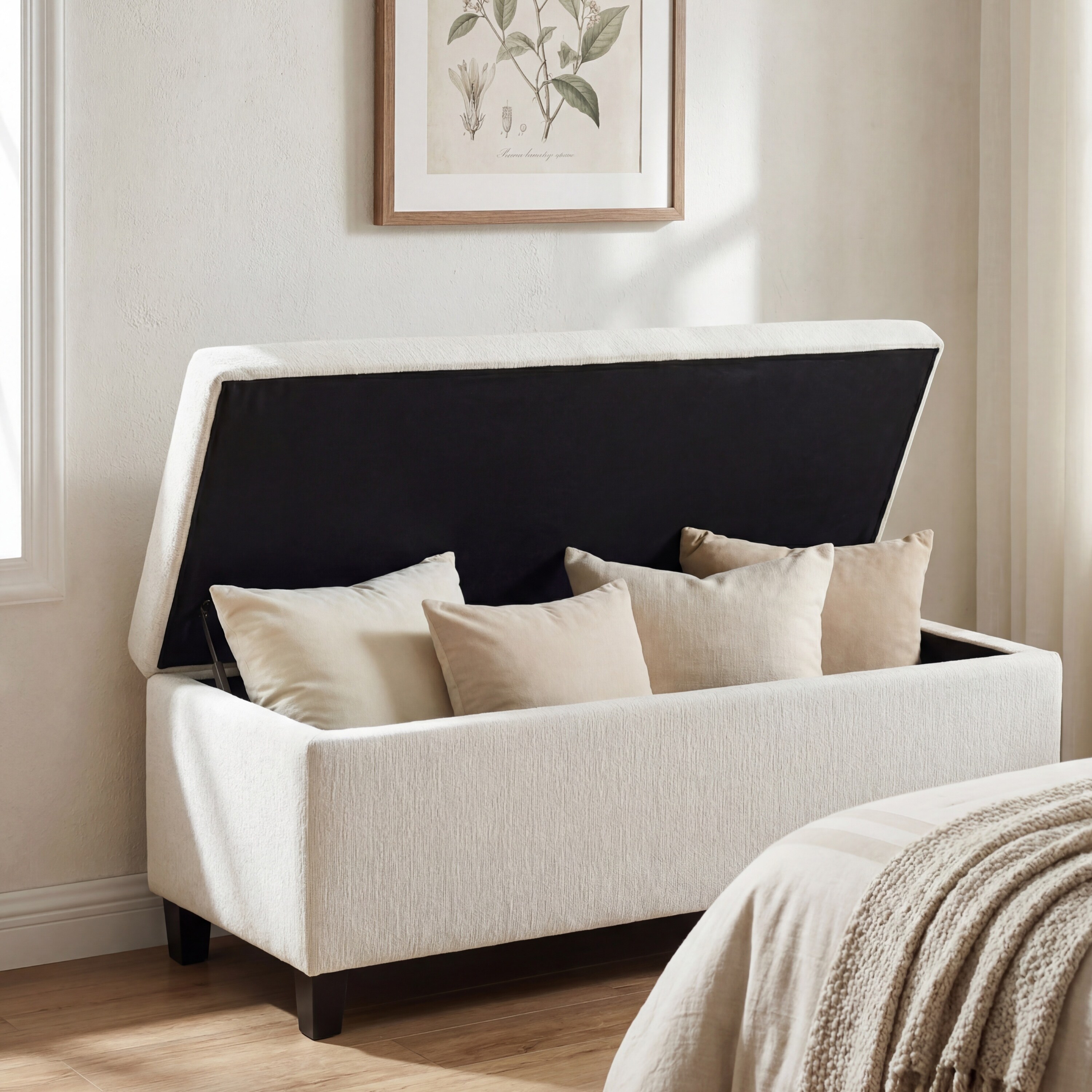 Christopher Knight Home 50.98 in. White Textured Boucle Bench Ottoman ...