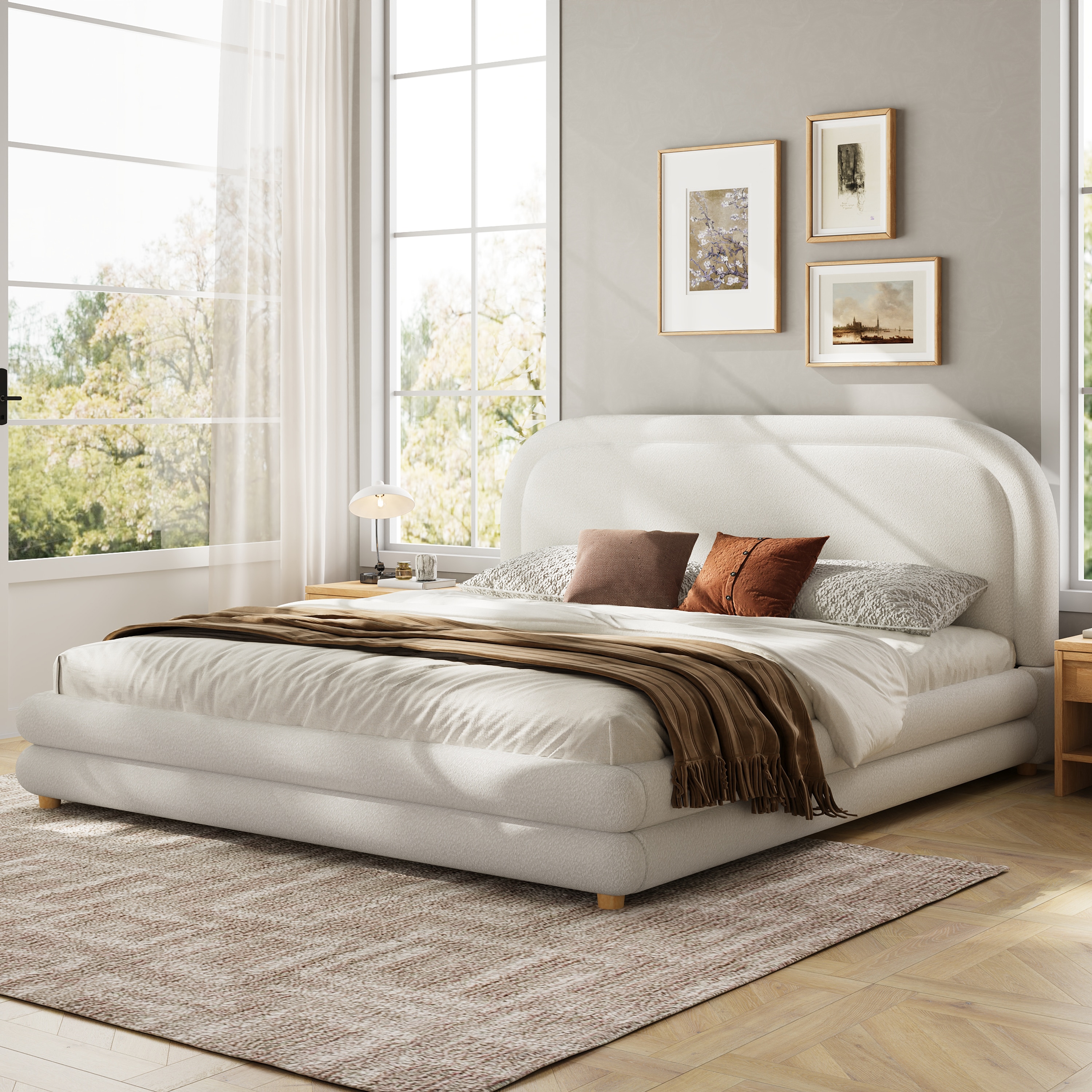 Christopher Knight Home Modern Upholstered King Size Bed Frame with ...