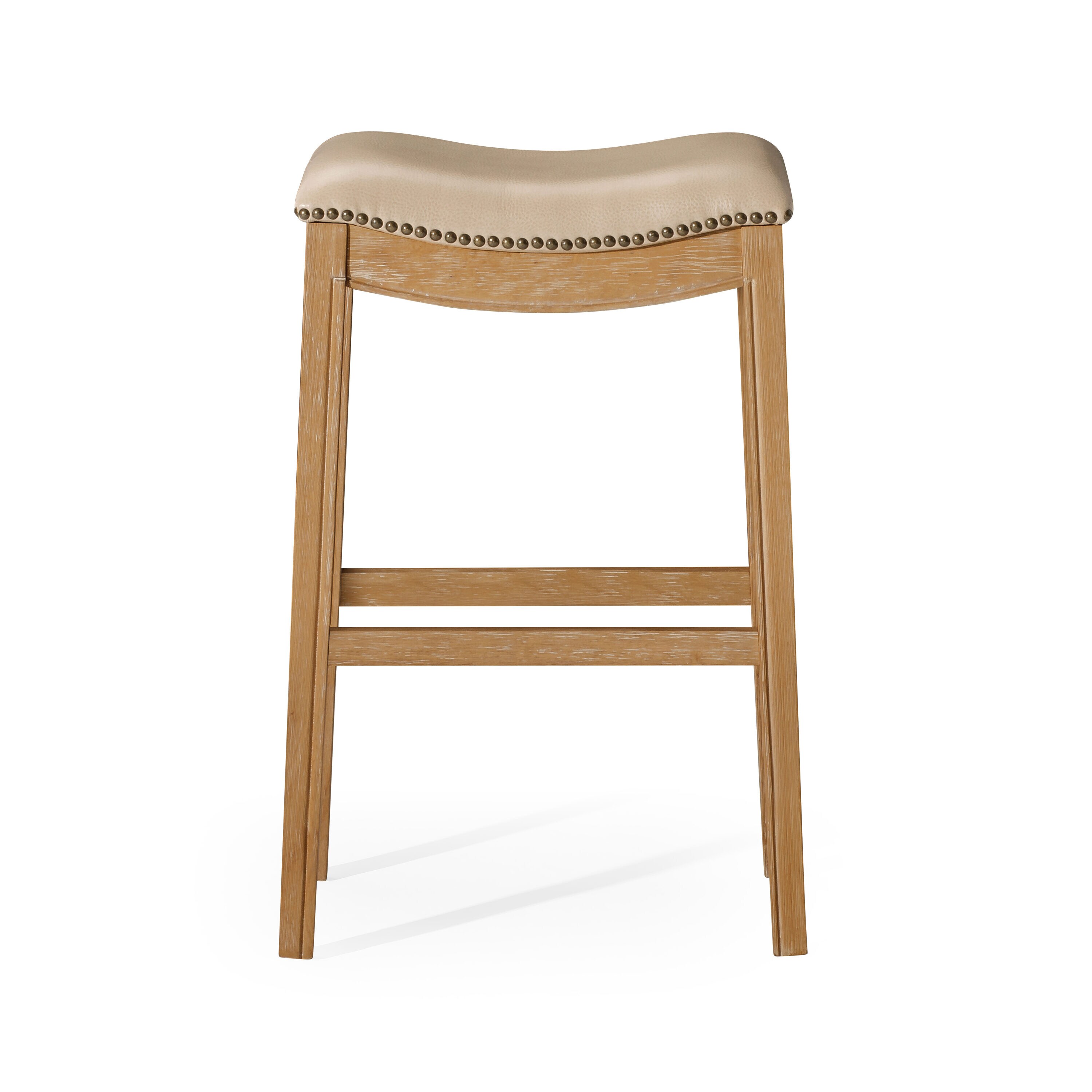 Maven Lane 31in Adrien Saddle Bar Stool In Weathered Oak Finish With ...