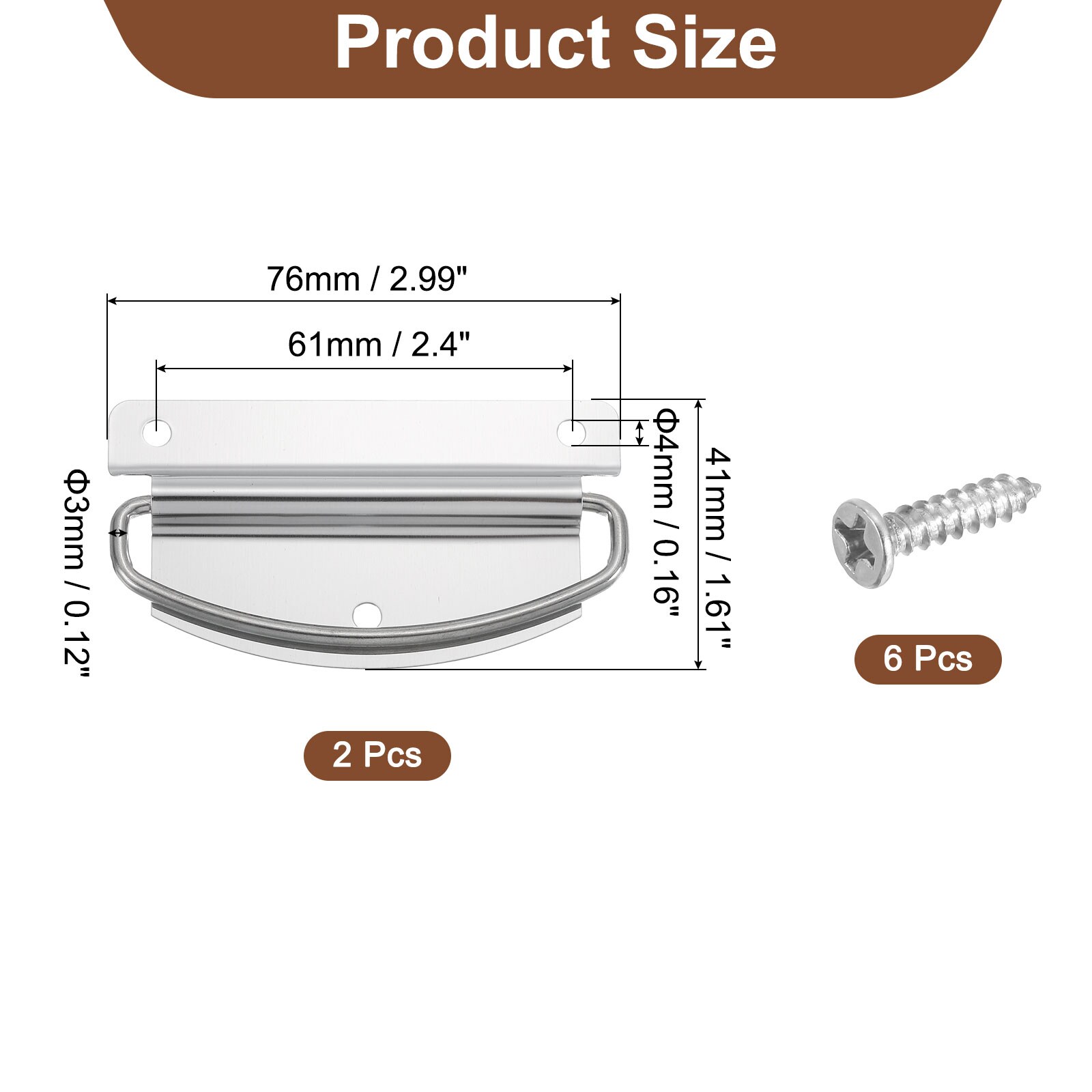 Unique Bargains 2Pcs Chest Handles 76 x 41mm Side Ring Pull Lifting ...
