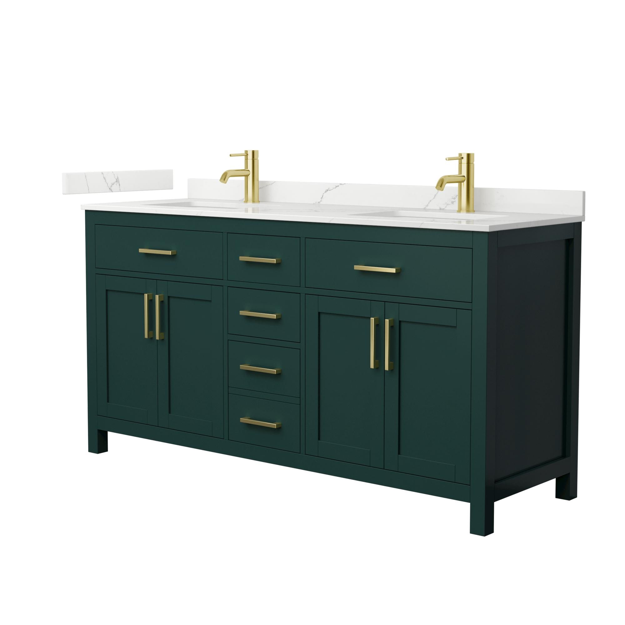 Wyndham Collection Beckett 66-in Green with Brushed Gold Trim ...