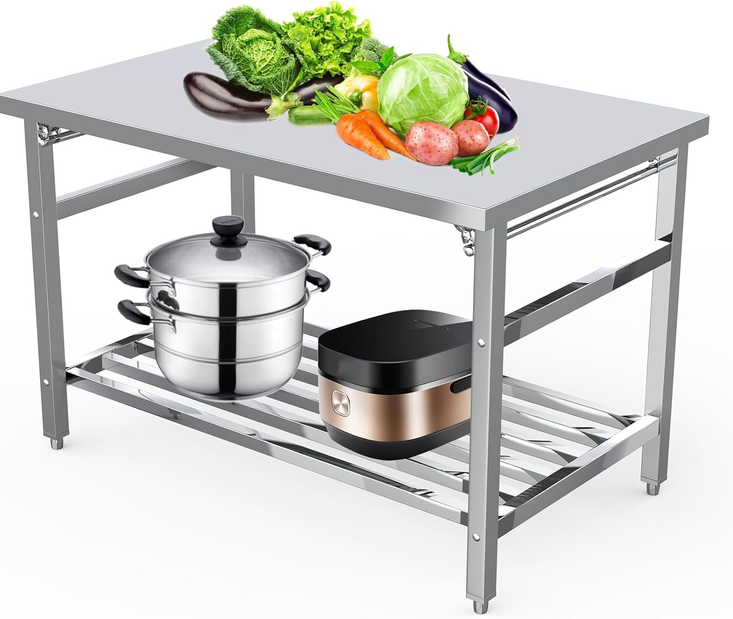 Garvee Heavy/Duty Powerhouse Stainless Steel Commercial Folding Work ...