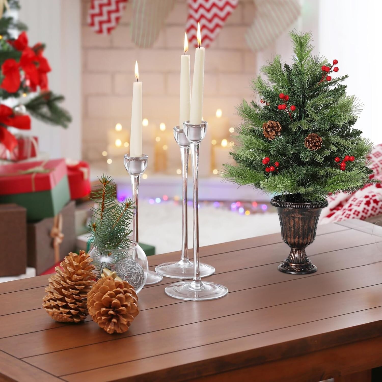 Garvee 2 Ft Tabletop Christmas Tree Artificial Mini Xmas Tree with Pine ...