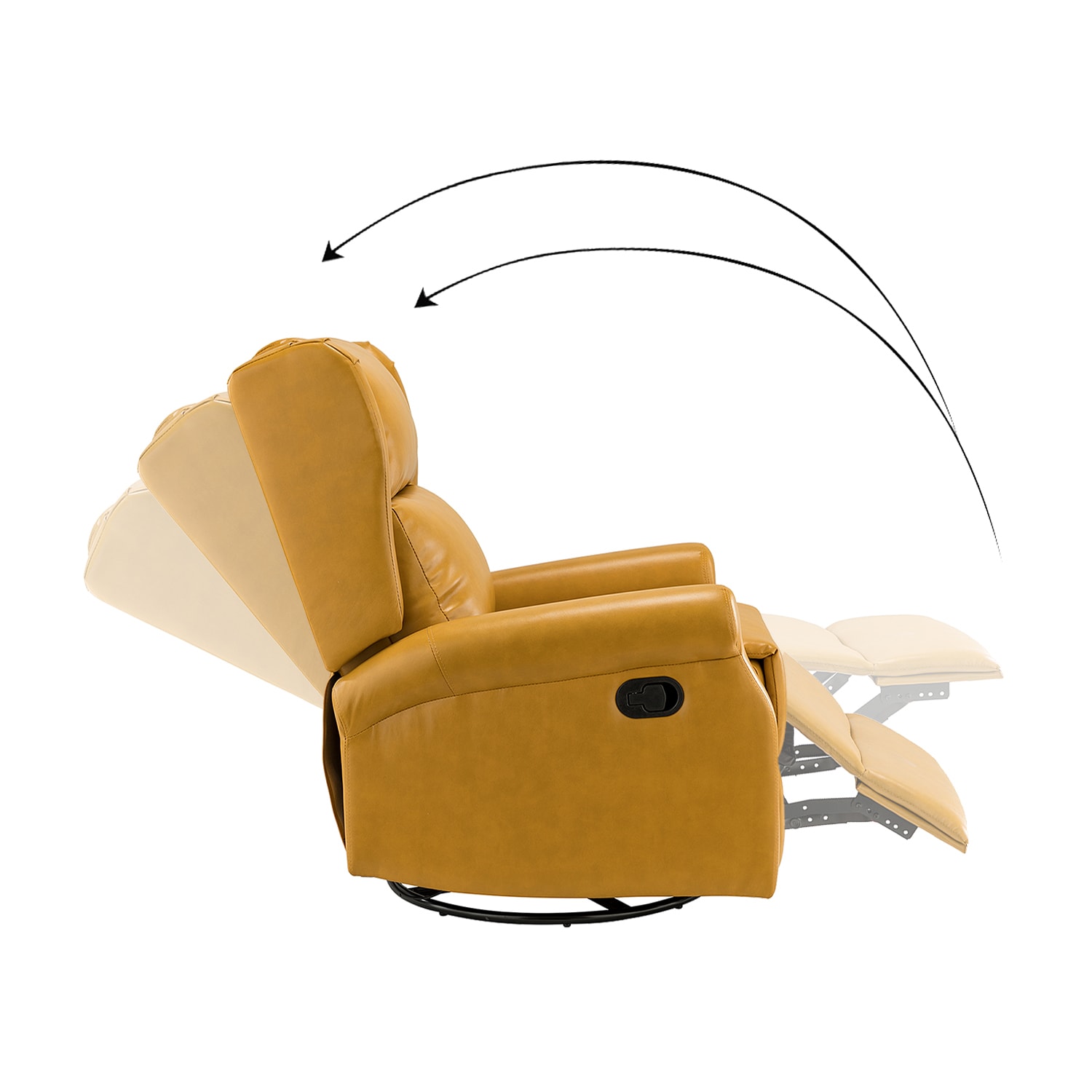 14 Karat Home Yellow Faux Leather Upholstered Recliner HRCHD0241-YELLOW ...