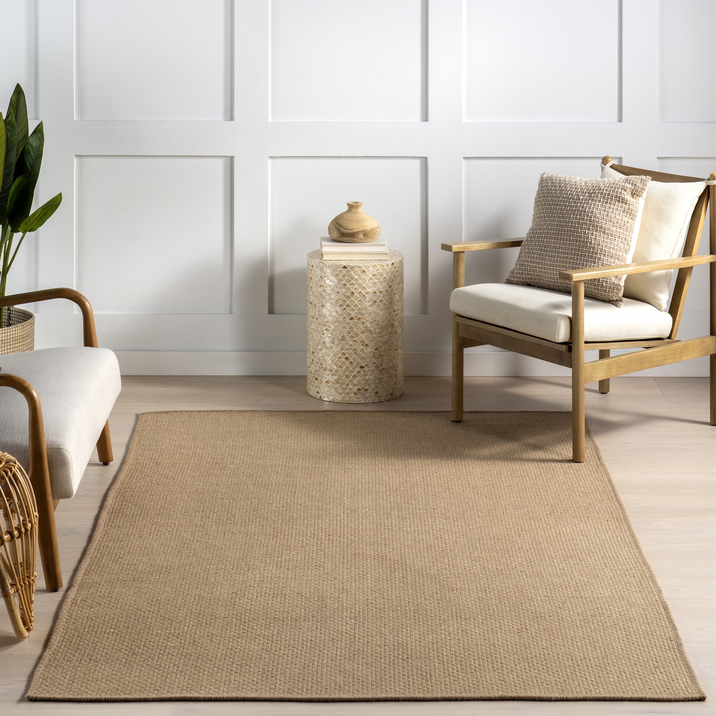nuLOOM Ainara Solid Handmade Jute 2ft. 6in. x 8ft. Natural Area Rug in ...