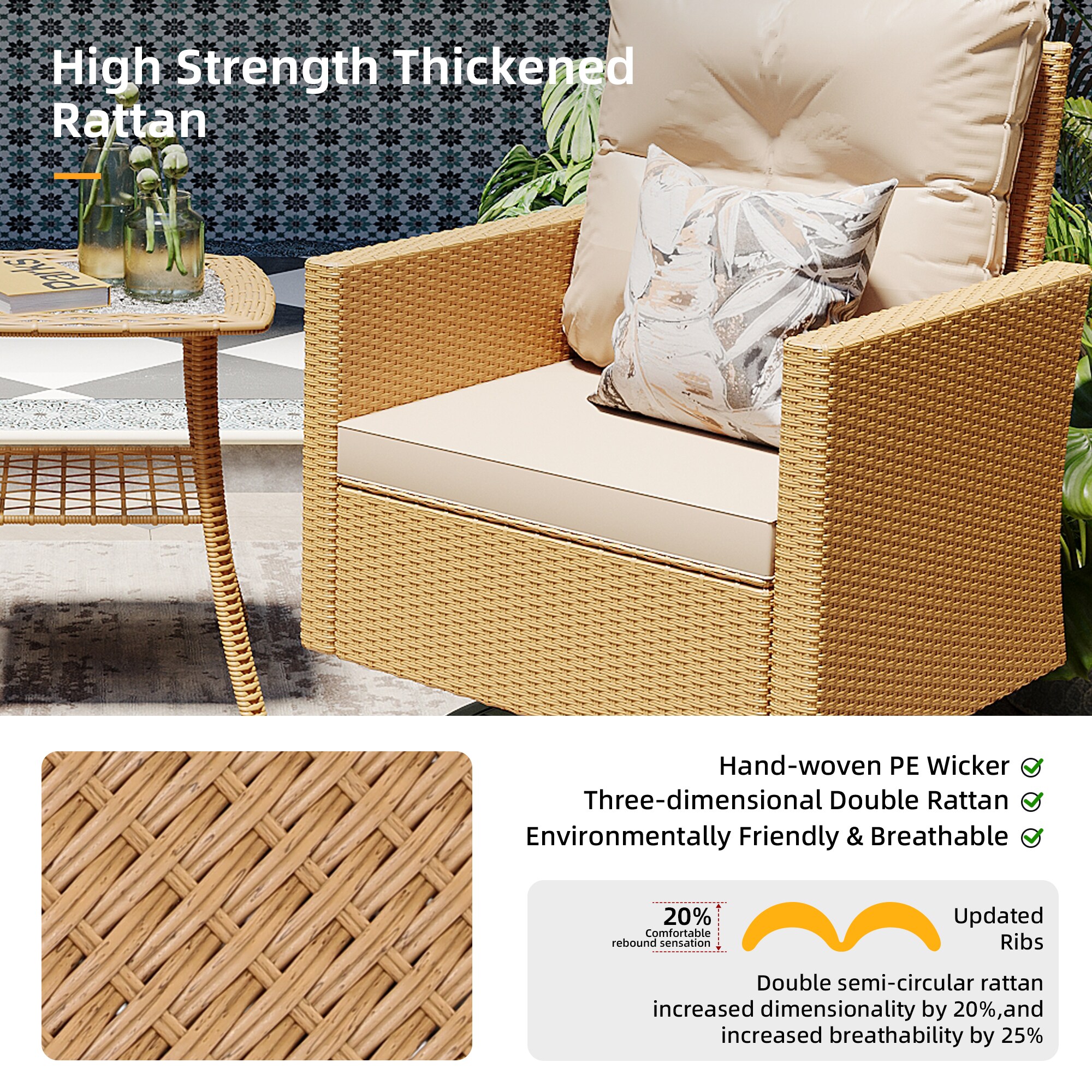 Patio Watcher Swivel Chair Set of 2 Wicker Beige Iron Frame Swivel ...