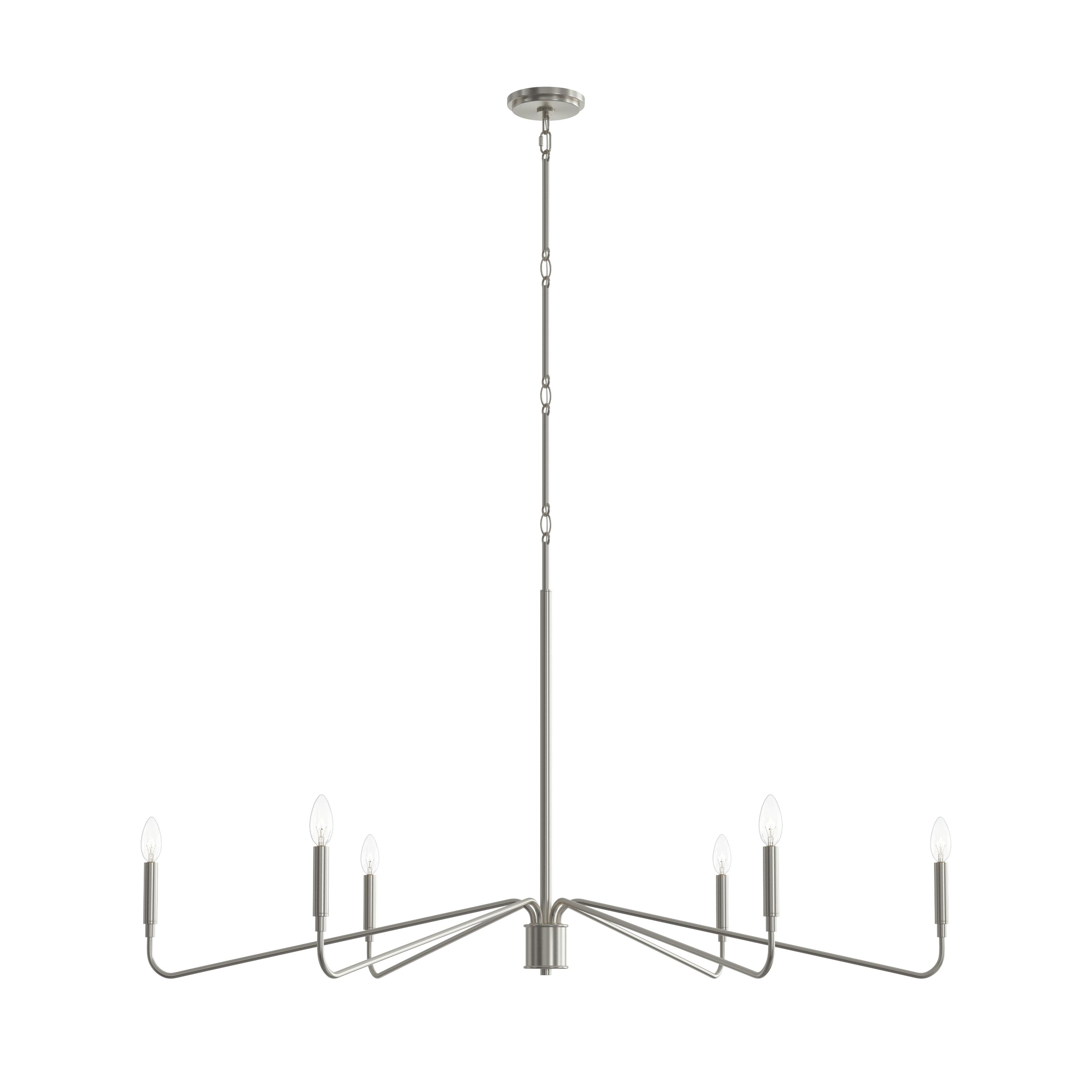 Progress Lighting Pilar 6 -Light Brushed Nickel Bare bulb Steel ...