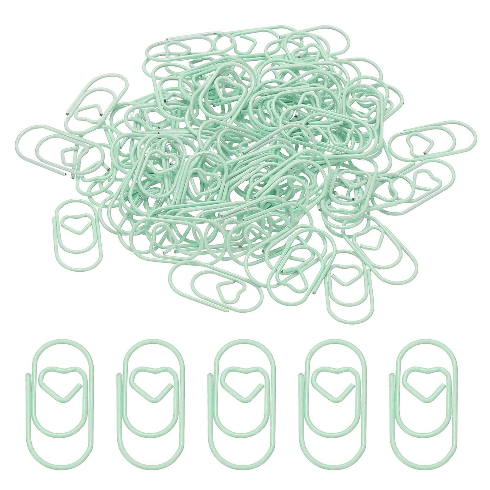 Unique Bargains 1x0.4 Inch Mini Paper Clip 80pcs Metal Heart Paper Clip ...