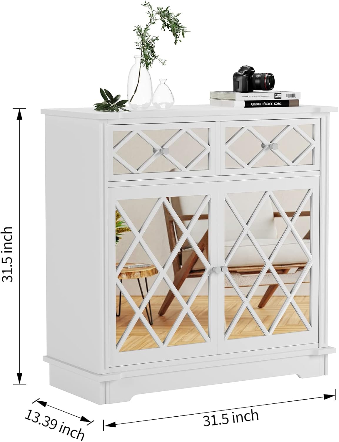 GAOMON Accent storage cabinet with 2 mirror doors and 2 slide out ...