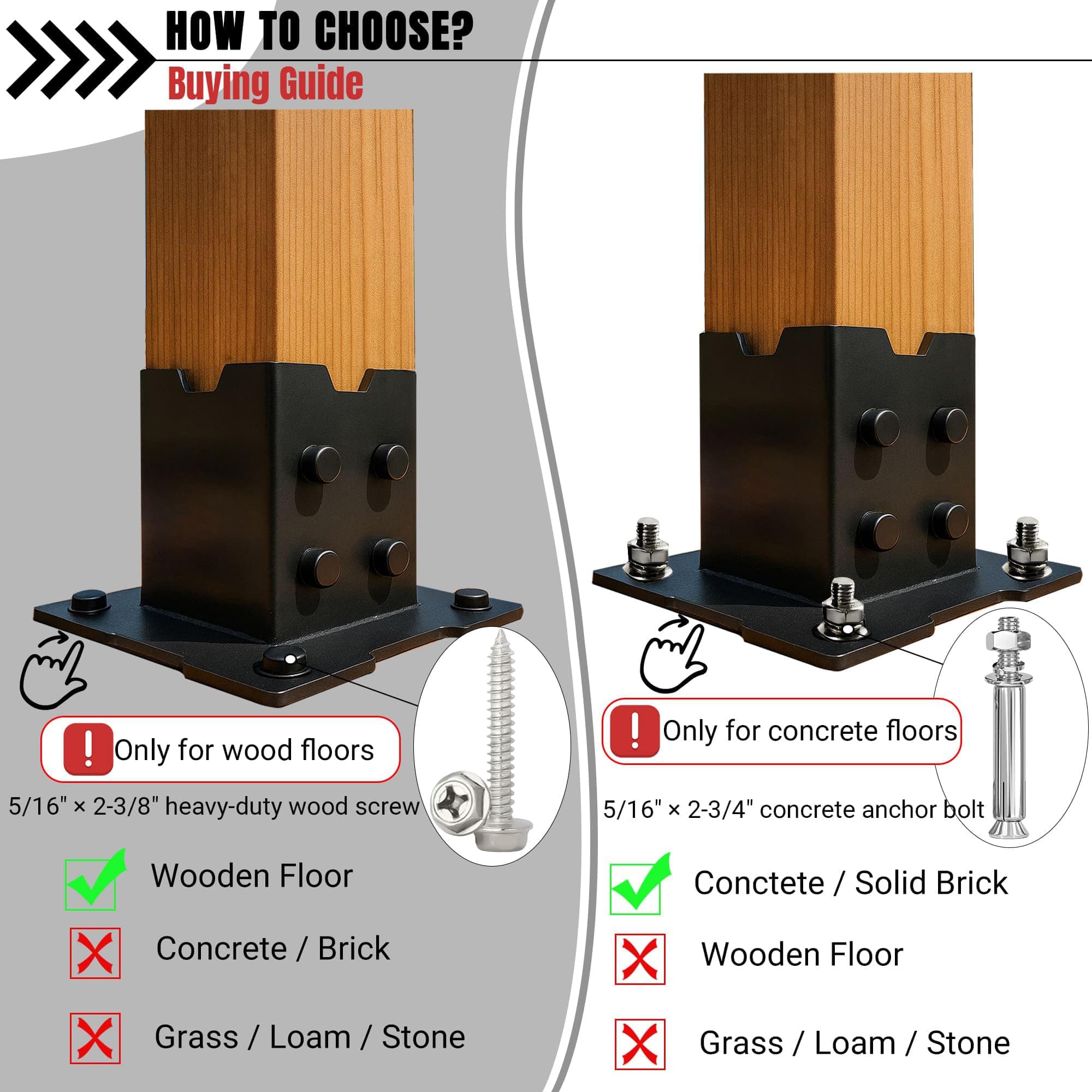 Etokfoks 2 Pack 4x4 Post Base for Concrete Inner Size 3.6 x 3.6 Inch ...