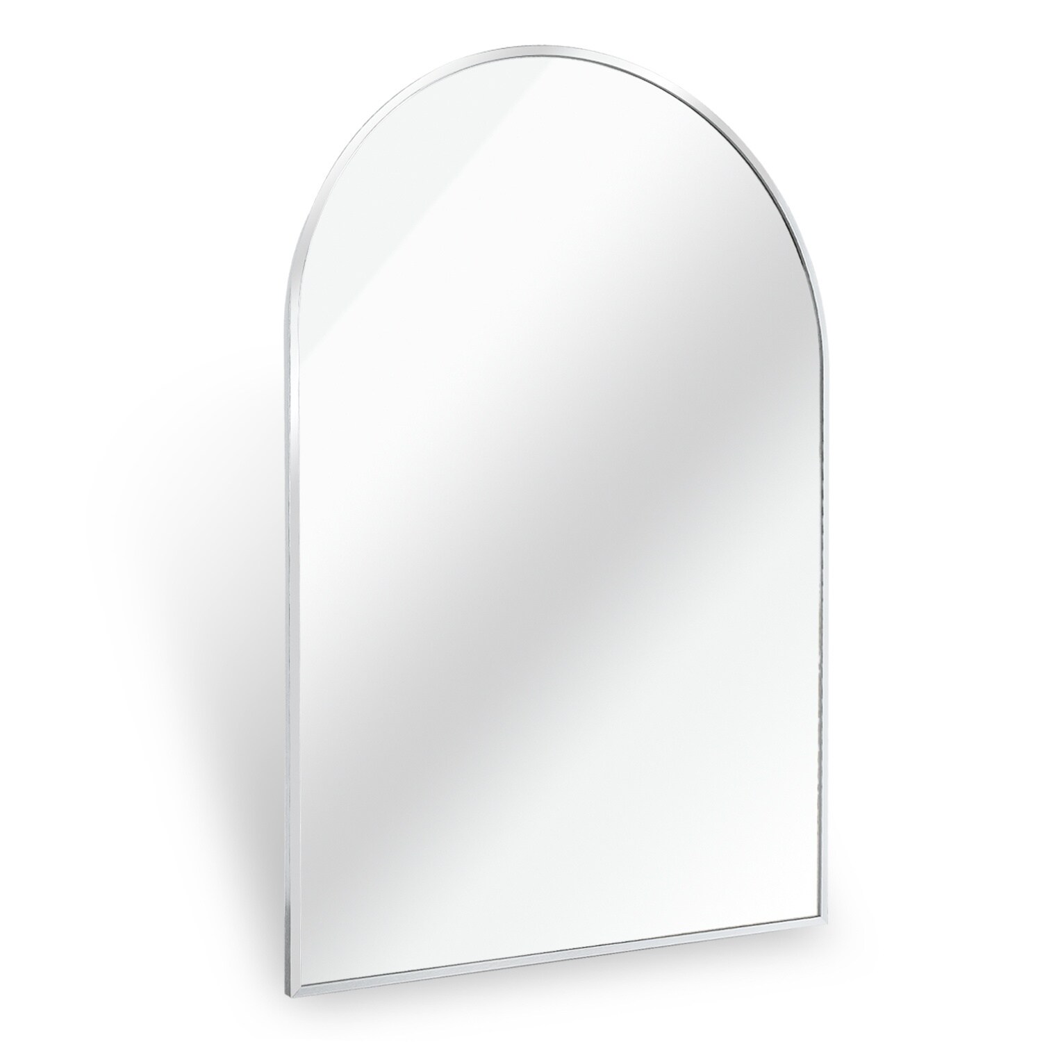 LIVACA 20 inch x 30 inch Silver Aluminum Alloy Framed Arched Bathroom ...