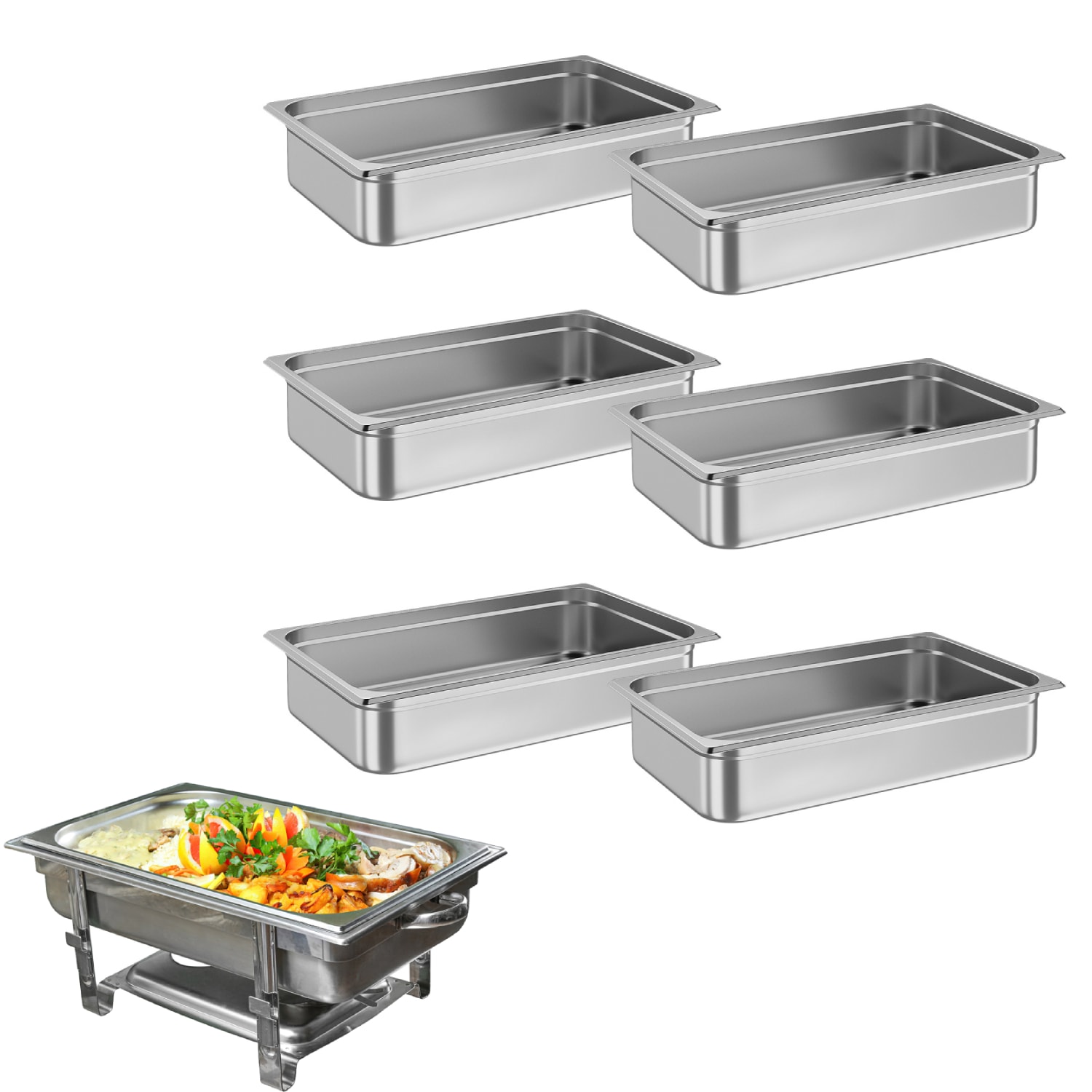 Der Rose 6 Pack Steam Table Pan - Commercial Stainless Steel Hotel Pan ...