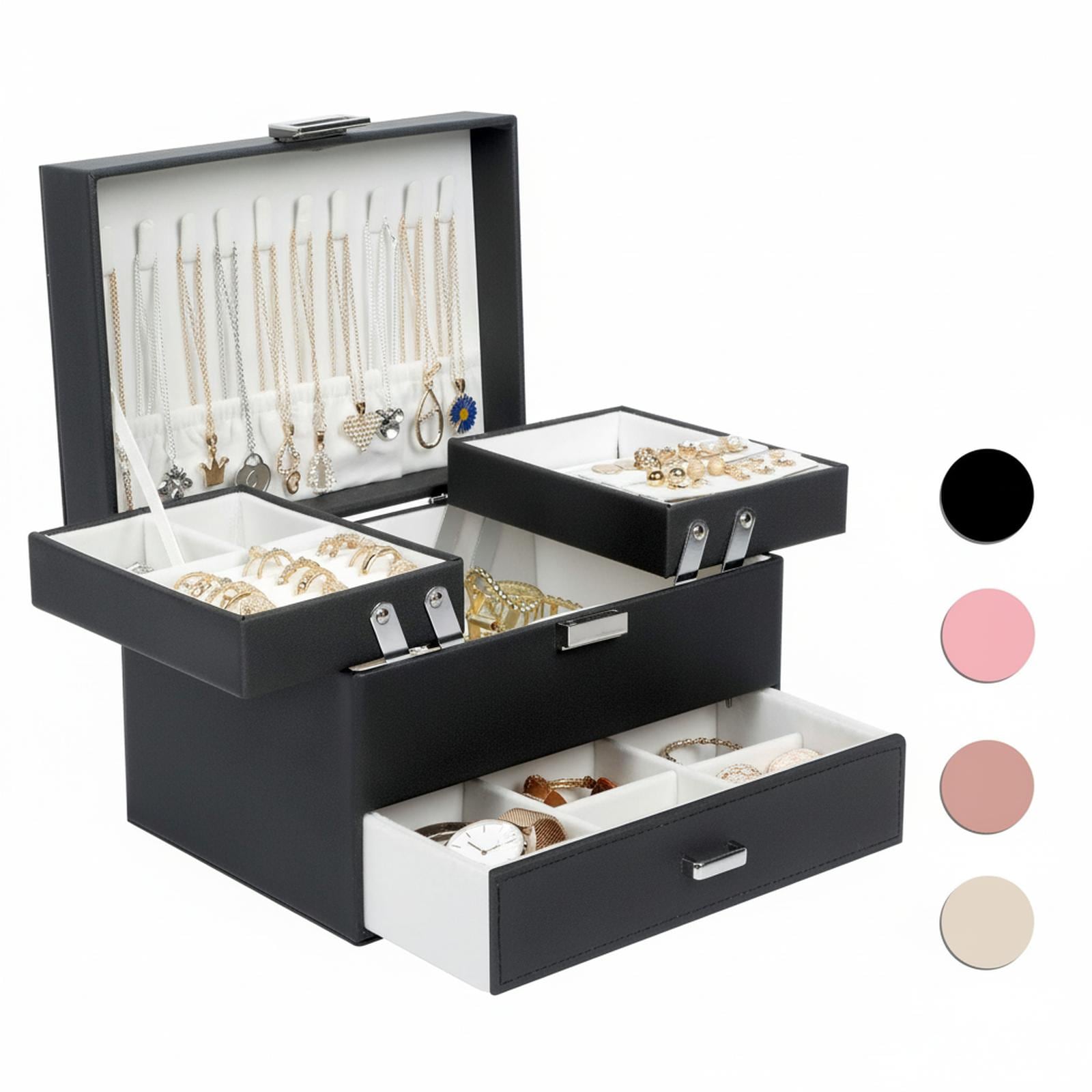 Baginizer 3 Layers Jewelry Organizer Box Large Capacity with Drawer ...